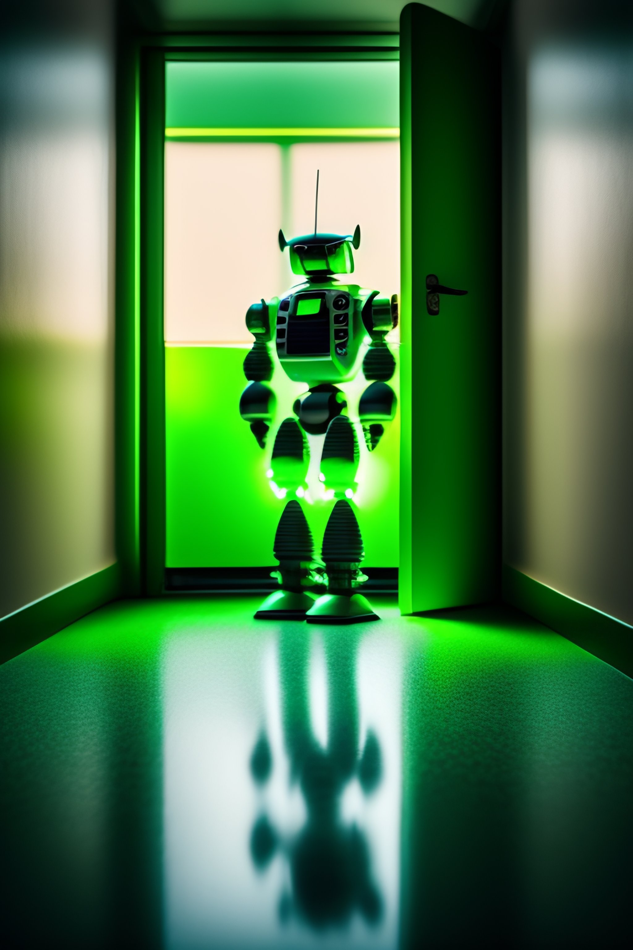 Lexica - Macro photo 100 mm, level ground one centimeter robot standing ...