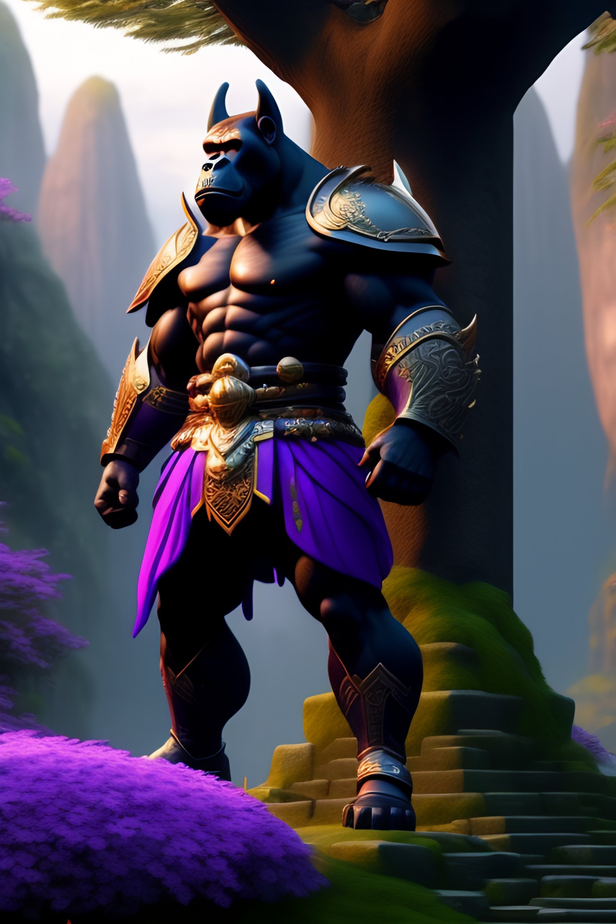 Lexica - A highly detailed matte painting of a Gorilla Samurai in full ...