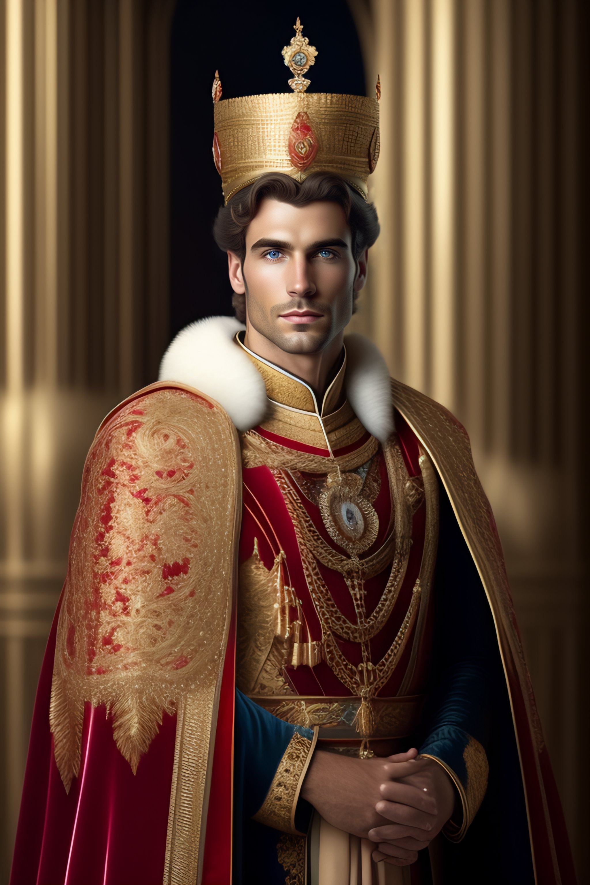 Lexica - Caucasian male, European male, dressed in royal robes, looking ...
