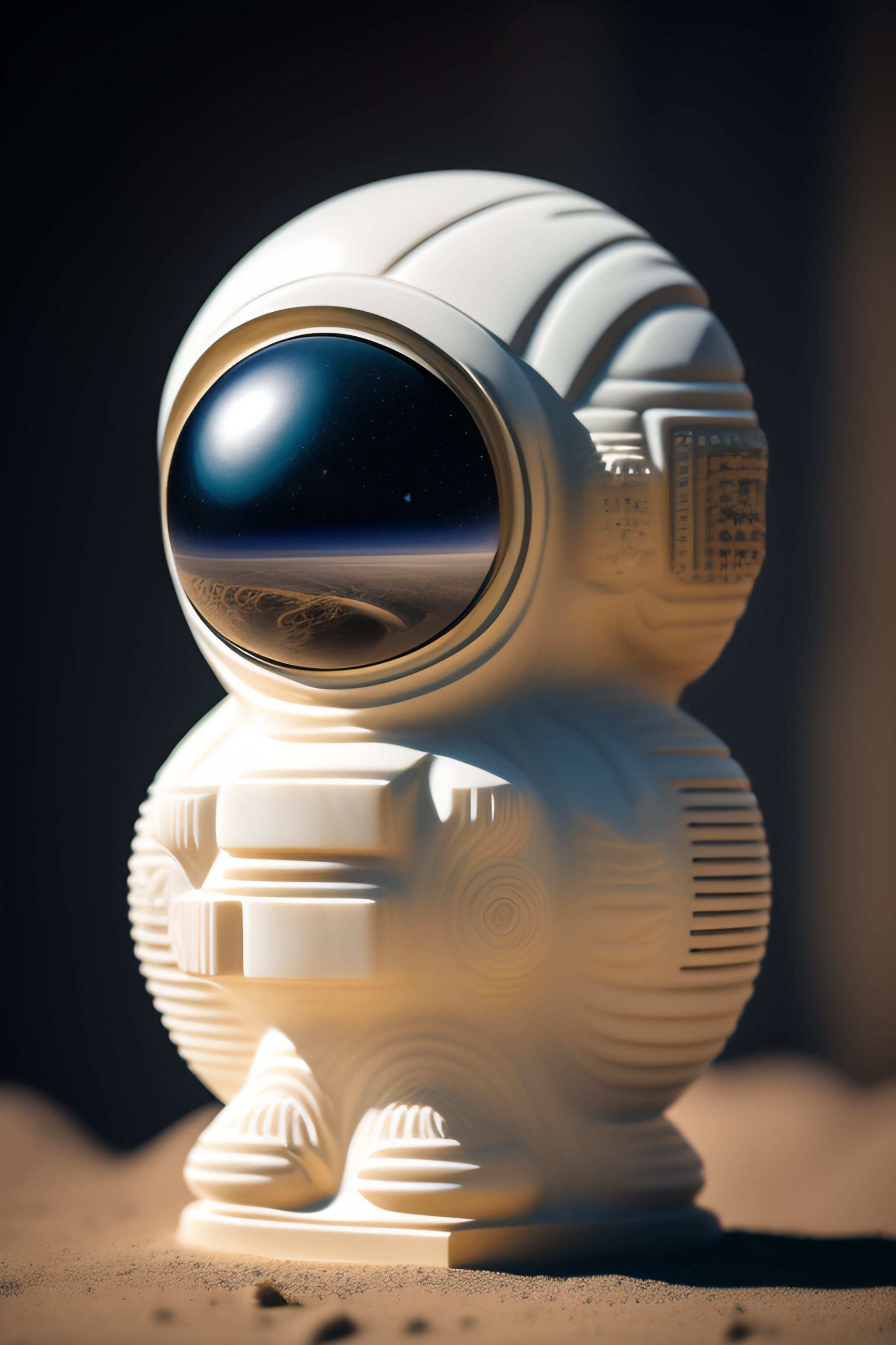 Lexica - An astronaut in an alien's planet, carved in marble style