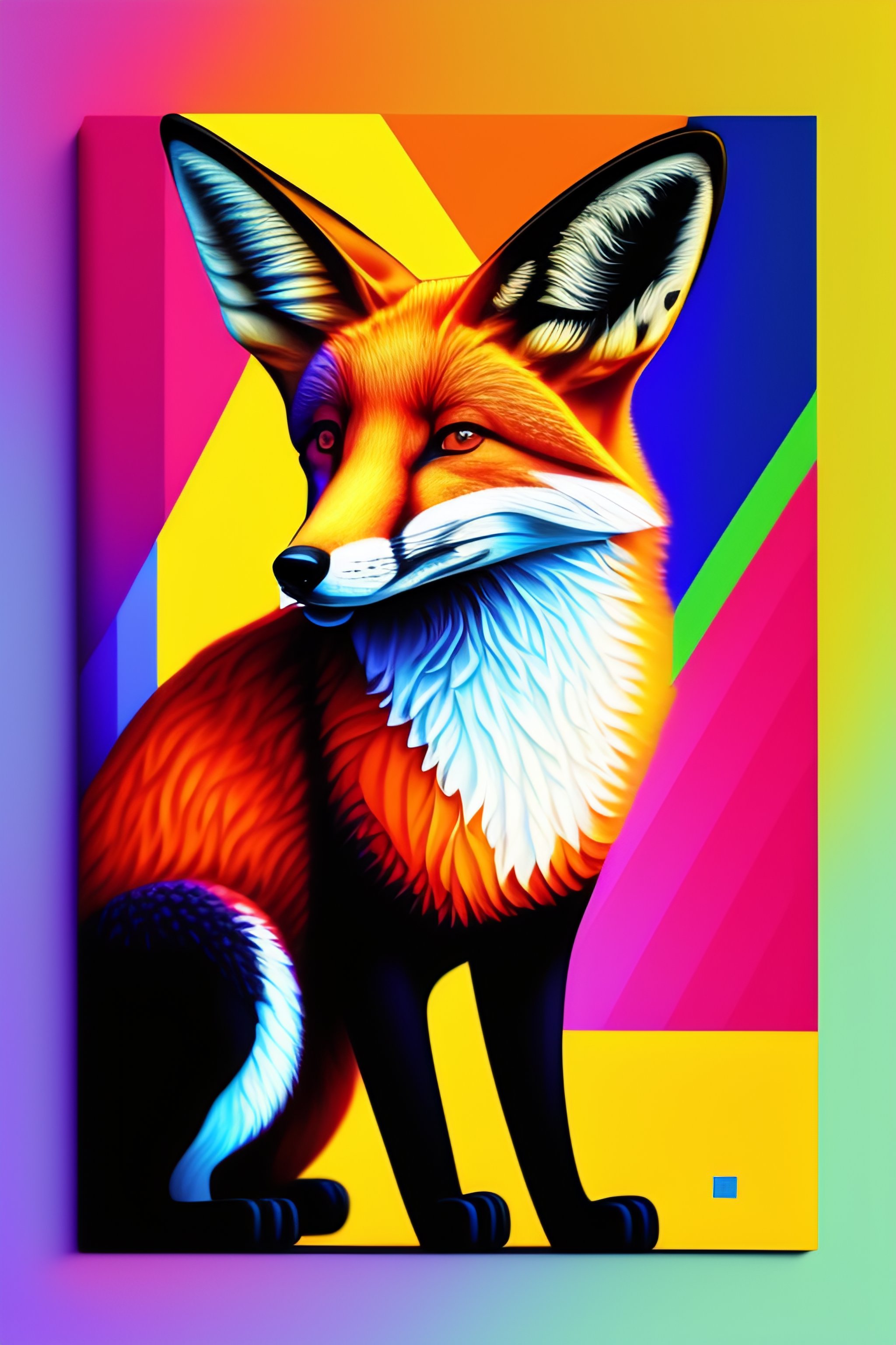 Lexica - Portrait of a fox, splash colours, complementary colours ...