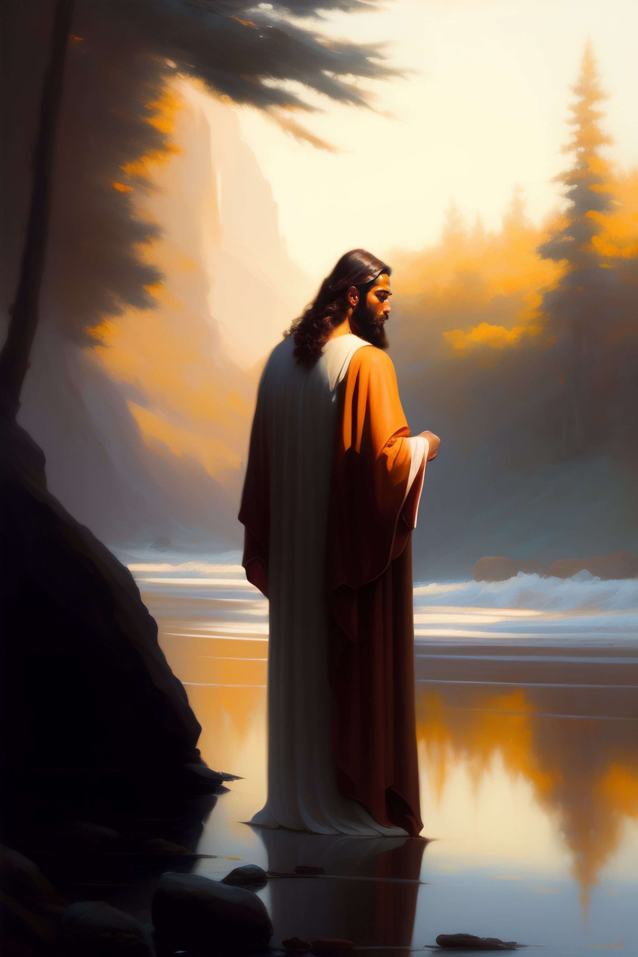 Lexica - Full body photo of jesus christ majestic spooky disquieting ...