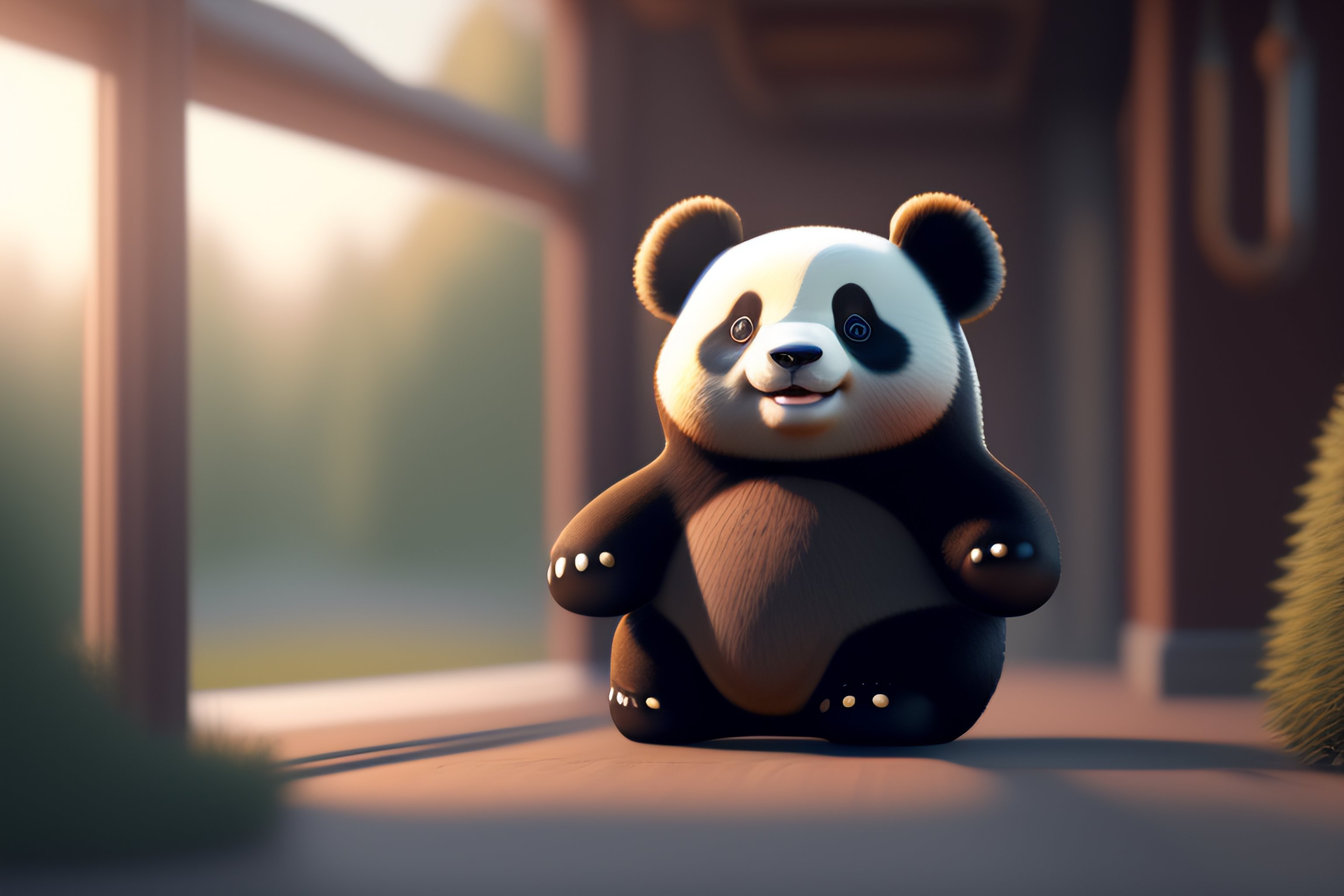 Lexica - Cute adorable little panda bear waving and smiling greeting me ...