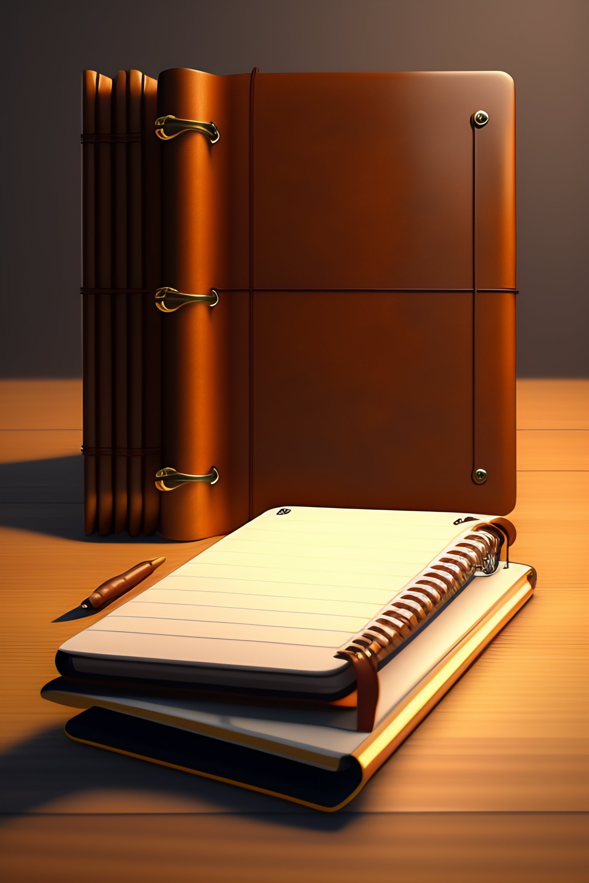 Lexica - Old notebook, open, brown paper, by greg rutkovsky, artstation