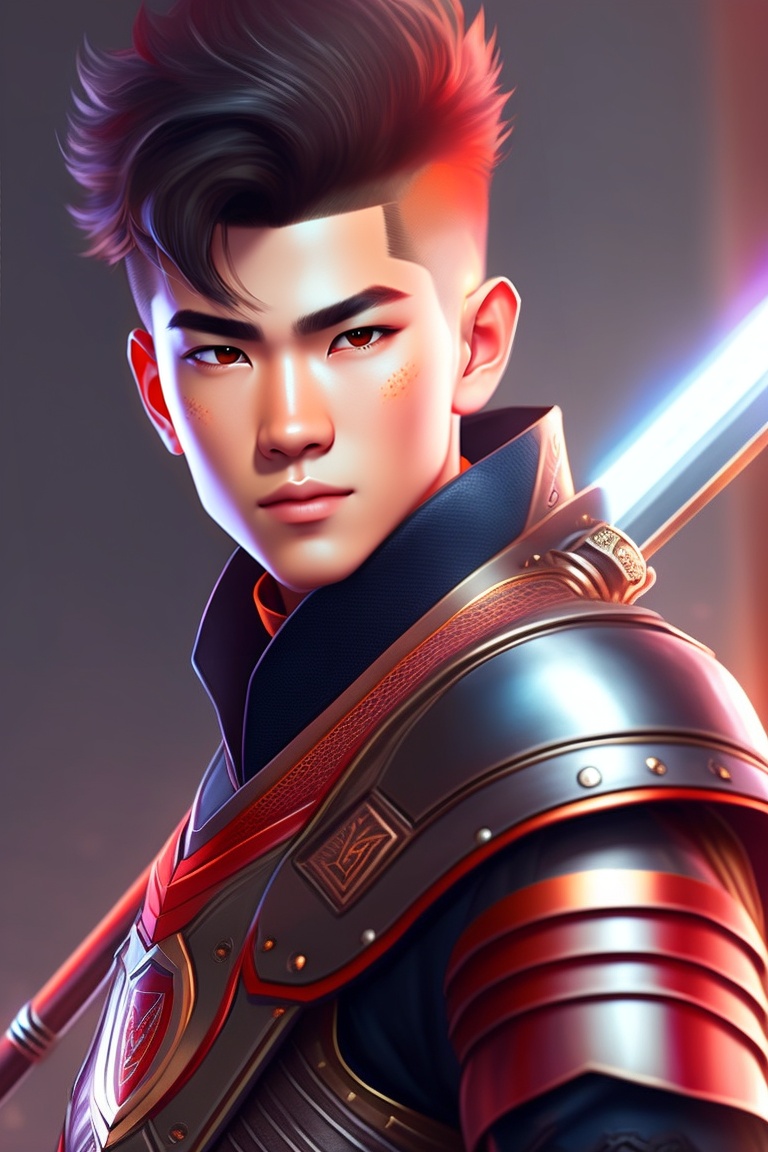 Lexica - Teenage boy who is a swordsman, with a katana with short spiky ...
