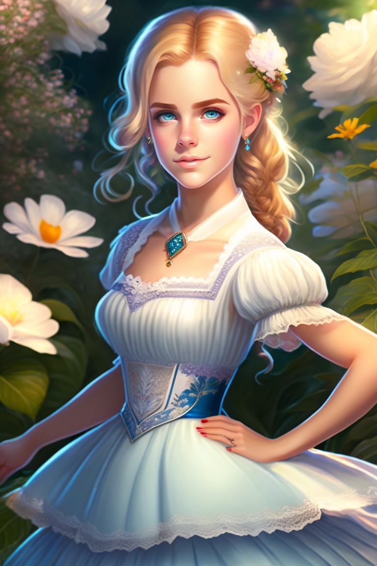 Lexica - Alice in Wonderland, Emma Watson face, full body, white and ...