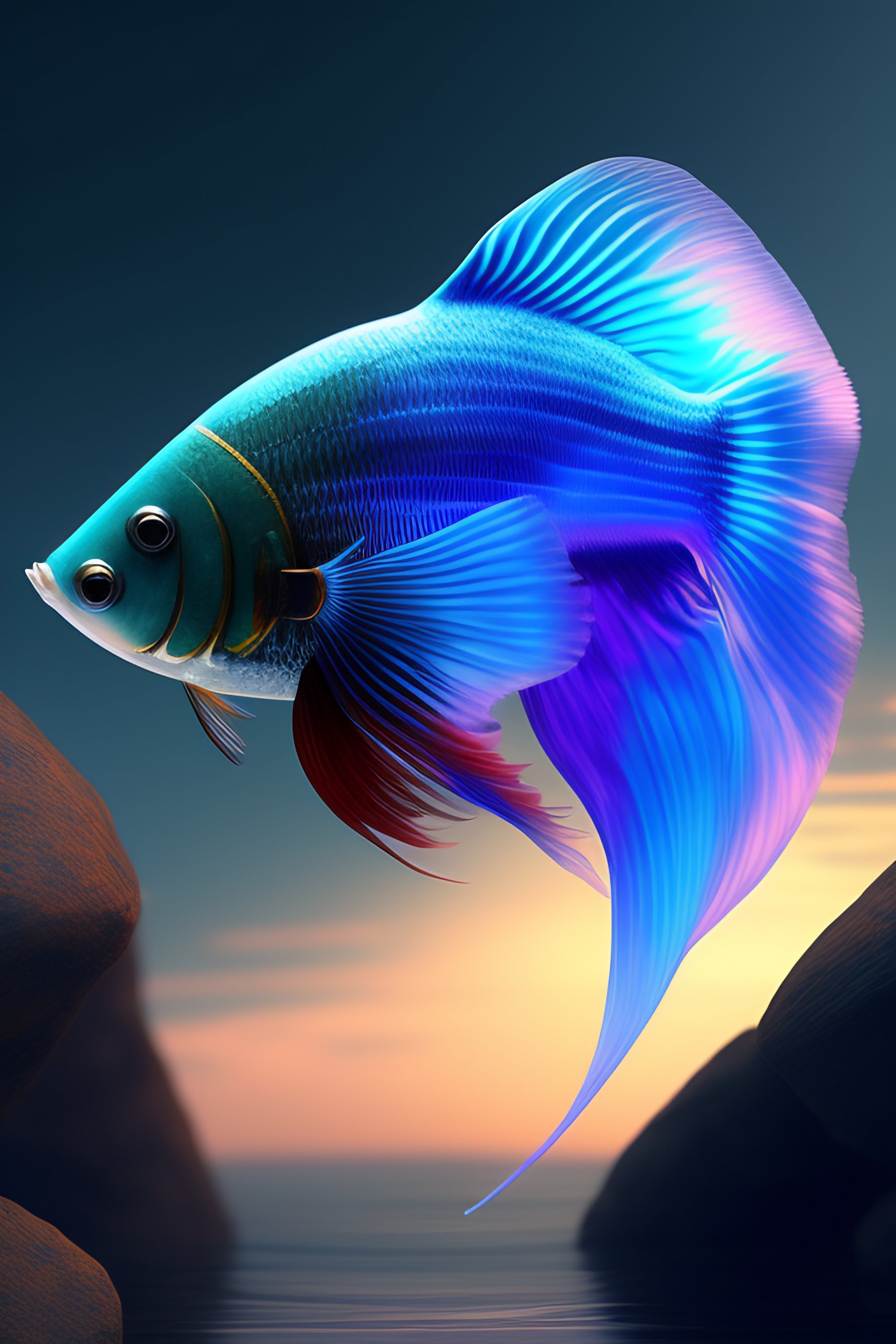 Lexica - Robotic cyber punk made with steel and plastic Betta fish ...