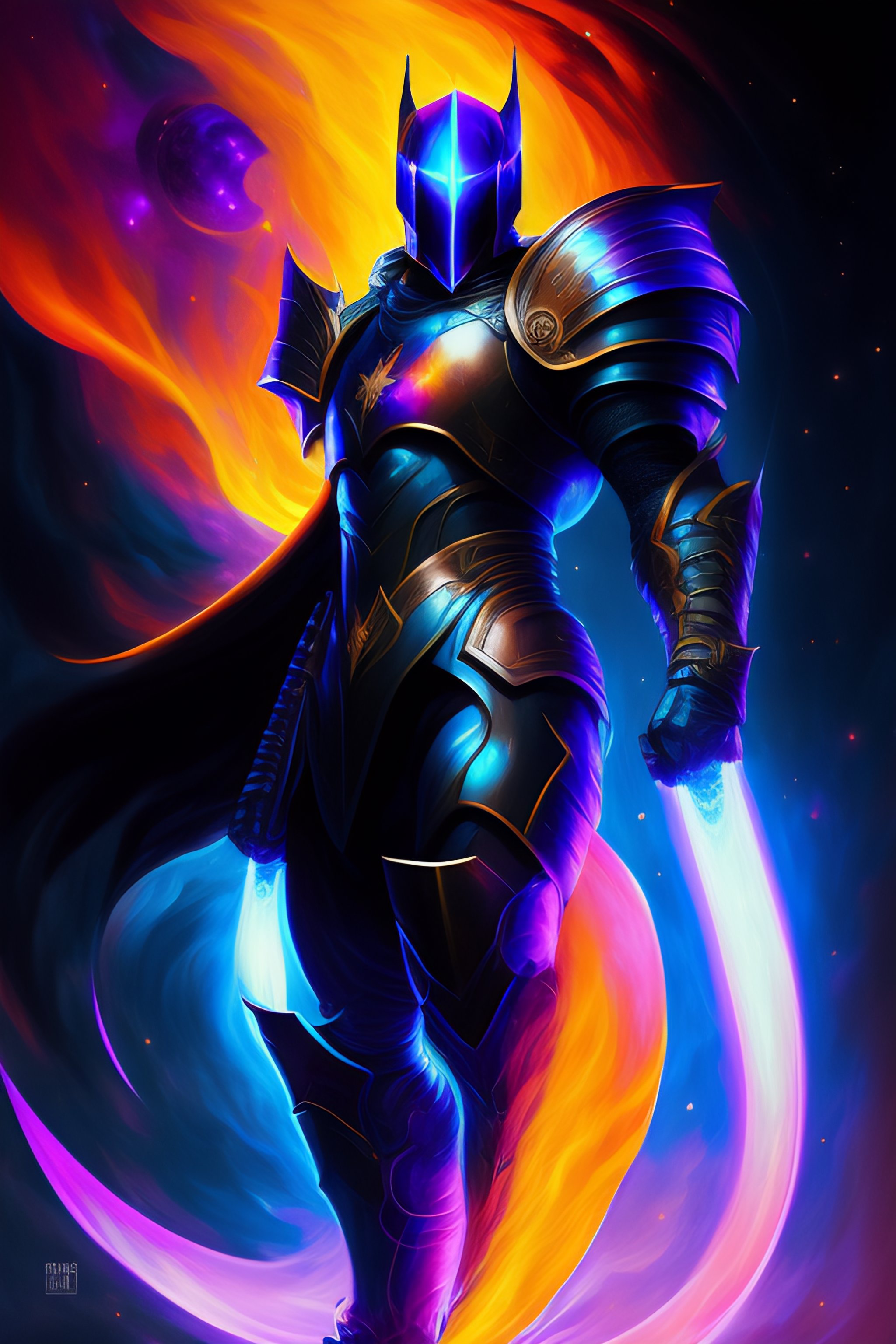 Lexica - Cosmic entity painting; cyberpunk, full body, knight, armor ...