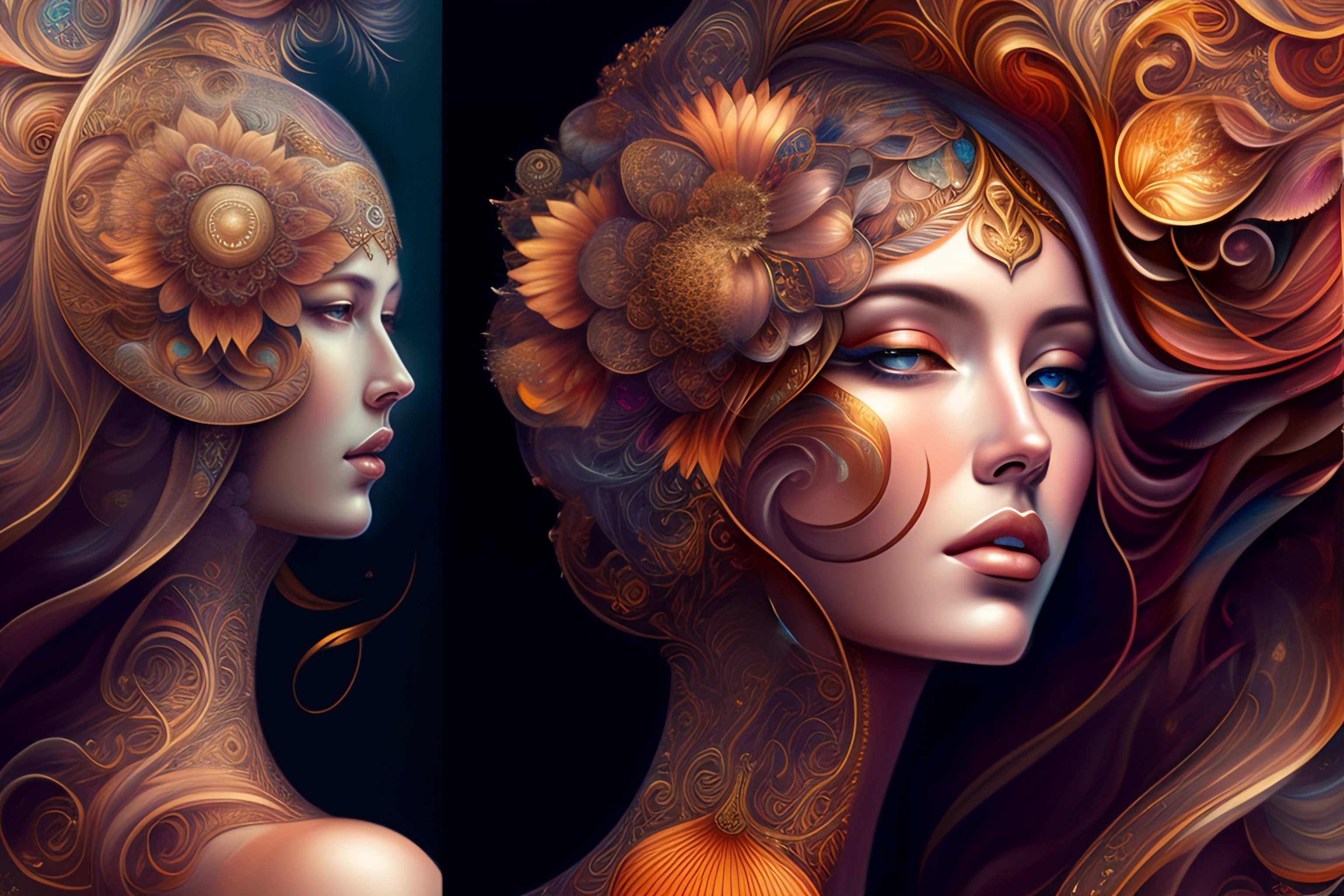 Lexica - An ultra hd detailed painting of women by Android Jones, Earnst Haeckel, James Jean ...