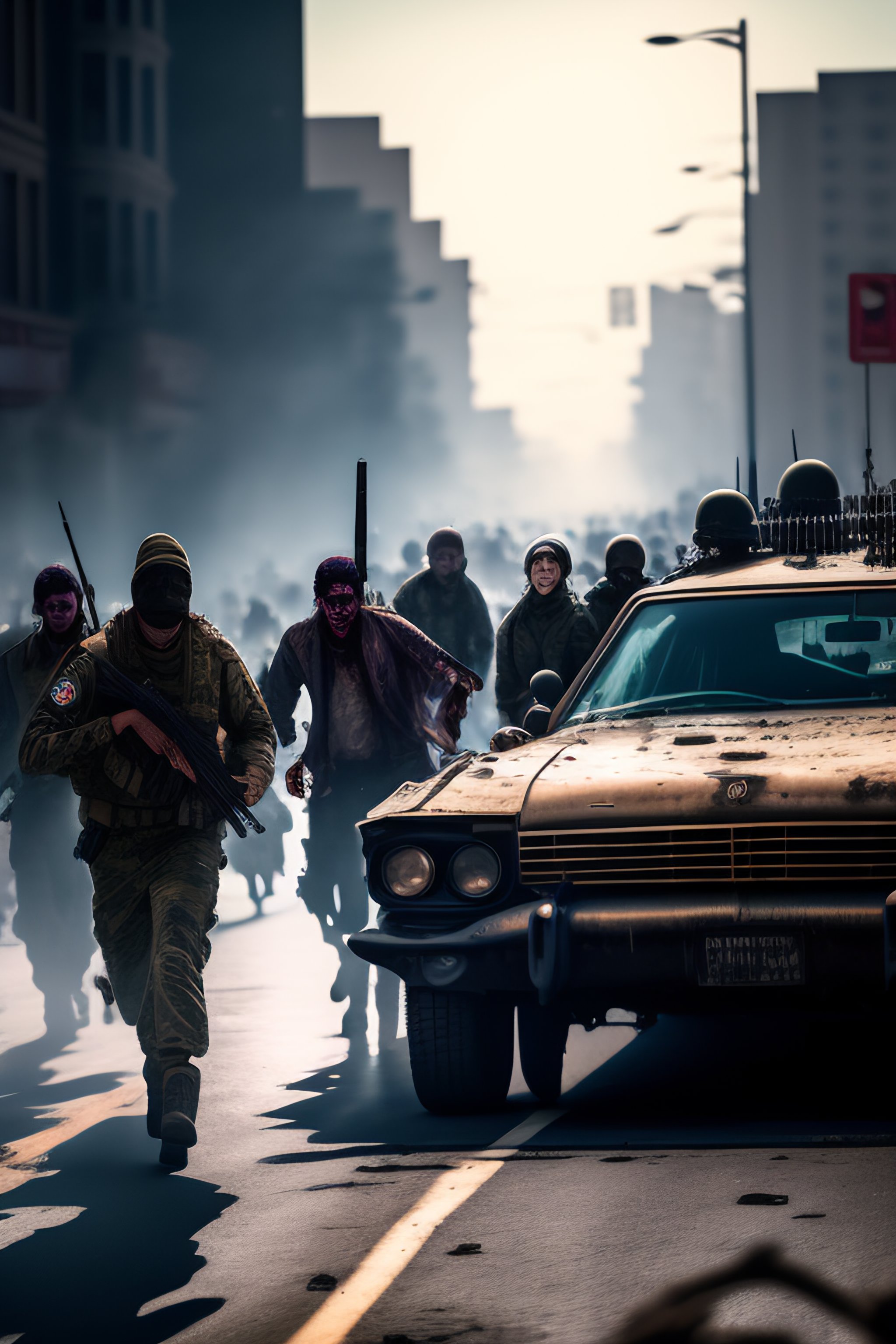 Lexica - Zombies attacking survivors in new your city, surrealism ...