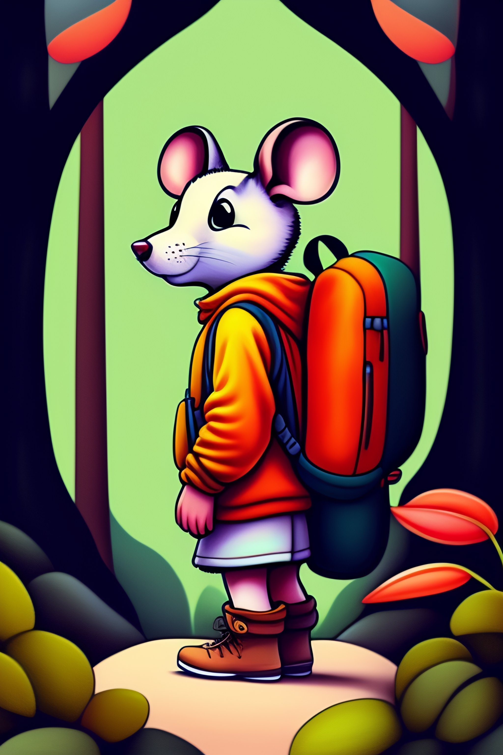 Lexica - Cute and funny anthropomorphic mouse traveling with backpack ...