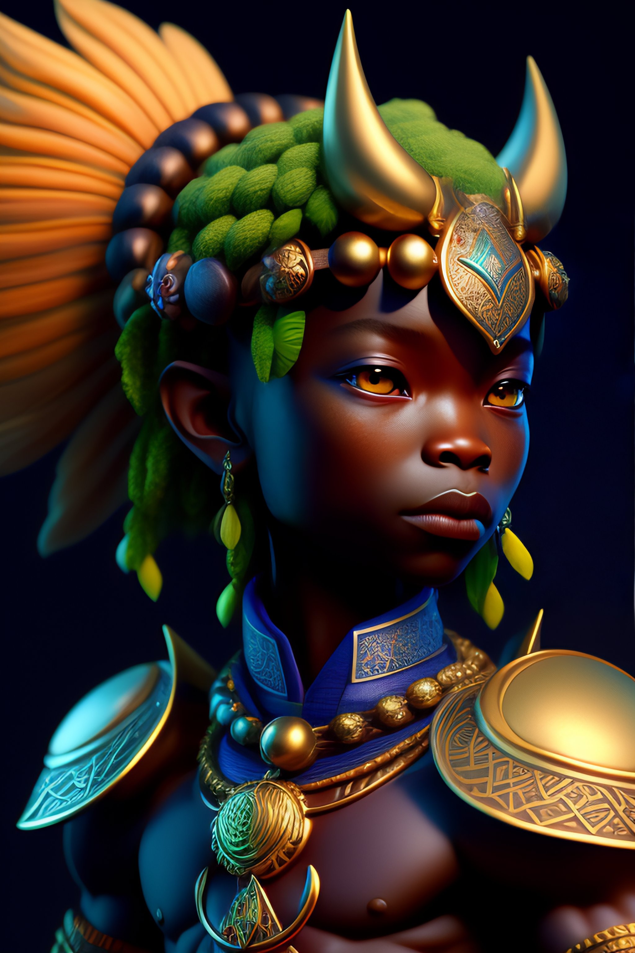 Lexica - Imagine an iconic, chibi anime, african warrior inspired by ...