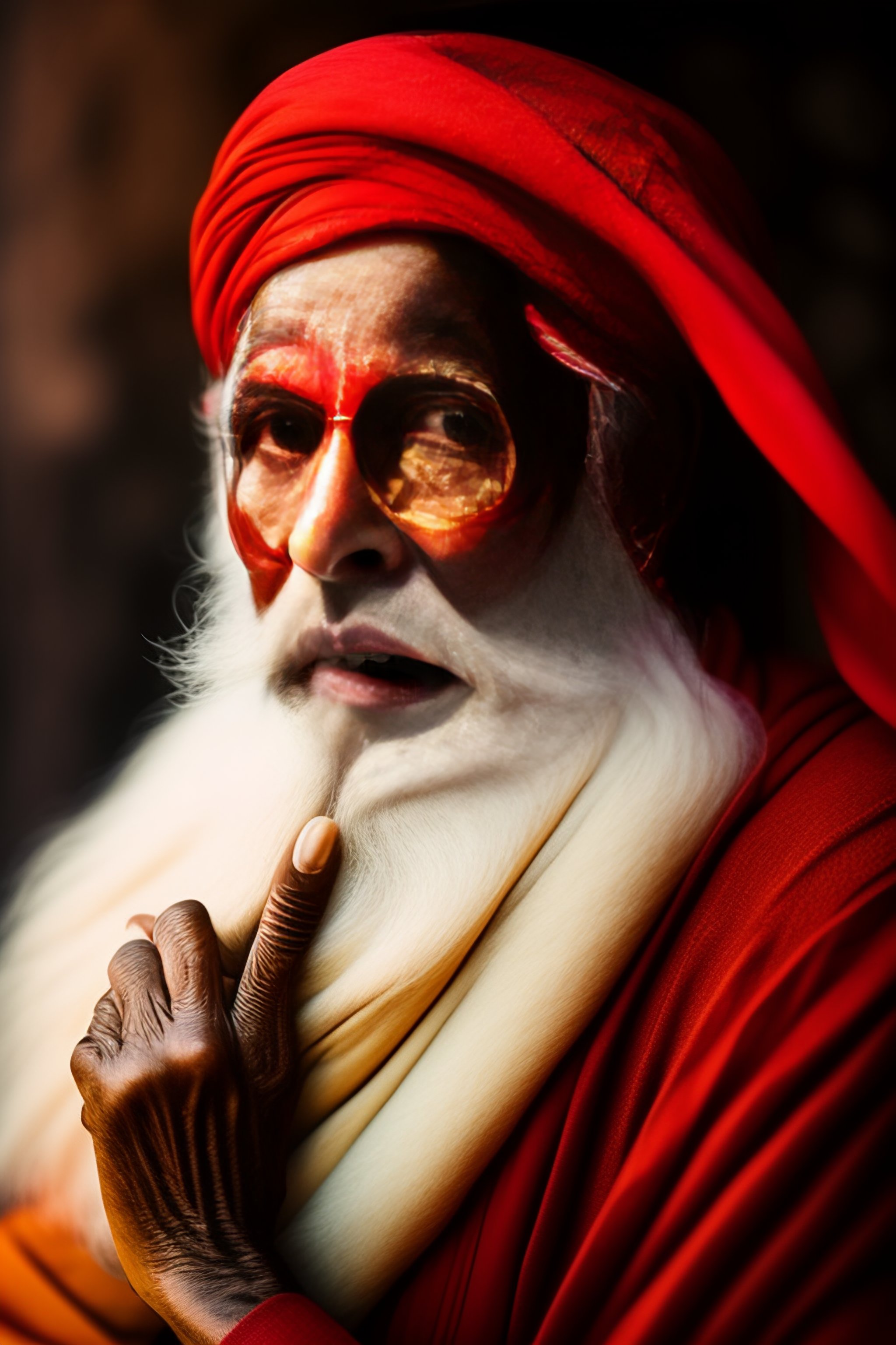 Lexica - Old Hindu Male Saint with red pointy hat and white beard ...