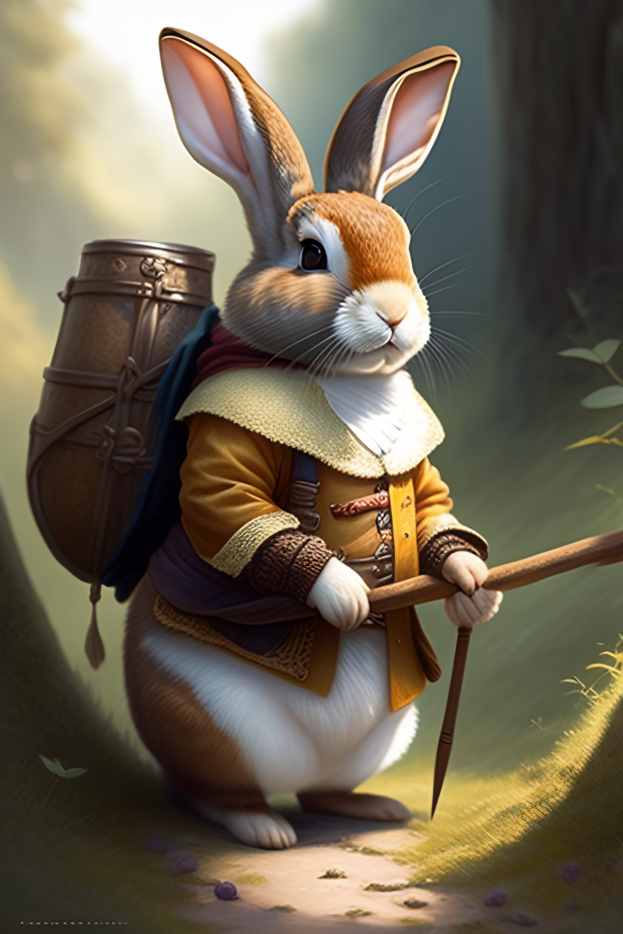 Lexica - Anthropomorphic illustration of a cute rabbit as an adventurer ...