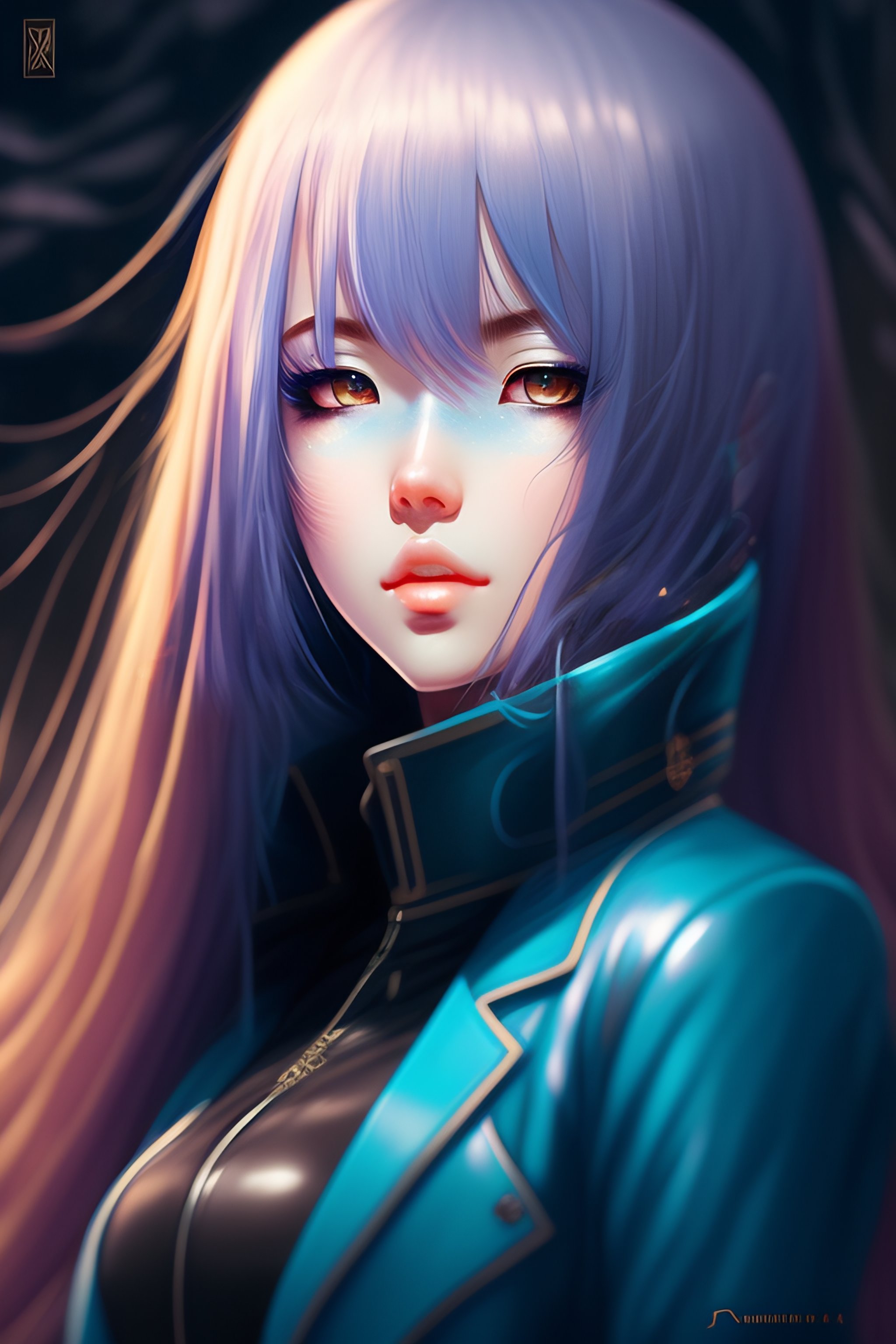 Lexica - Full face shot of rimuru tempest, sky blue straight hair, long ...