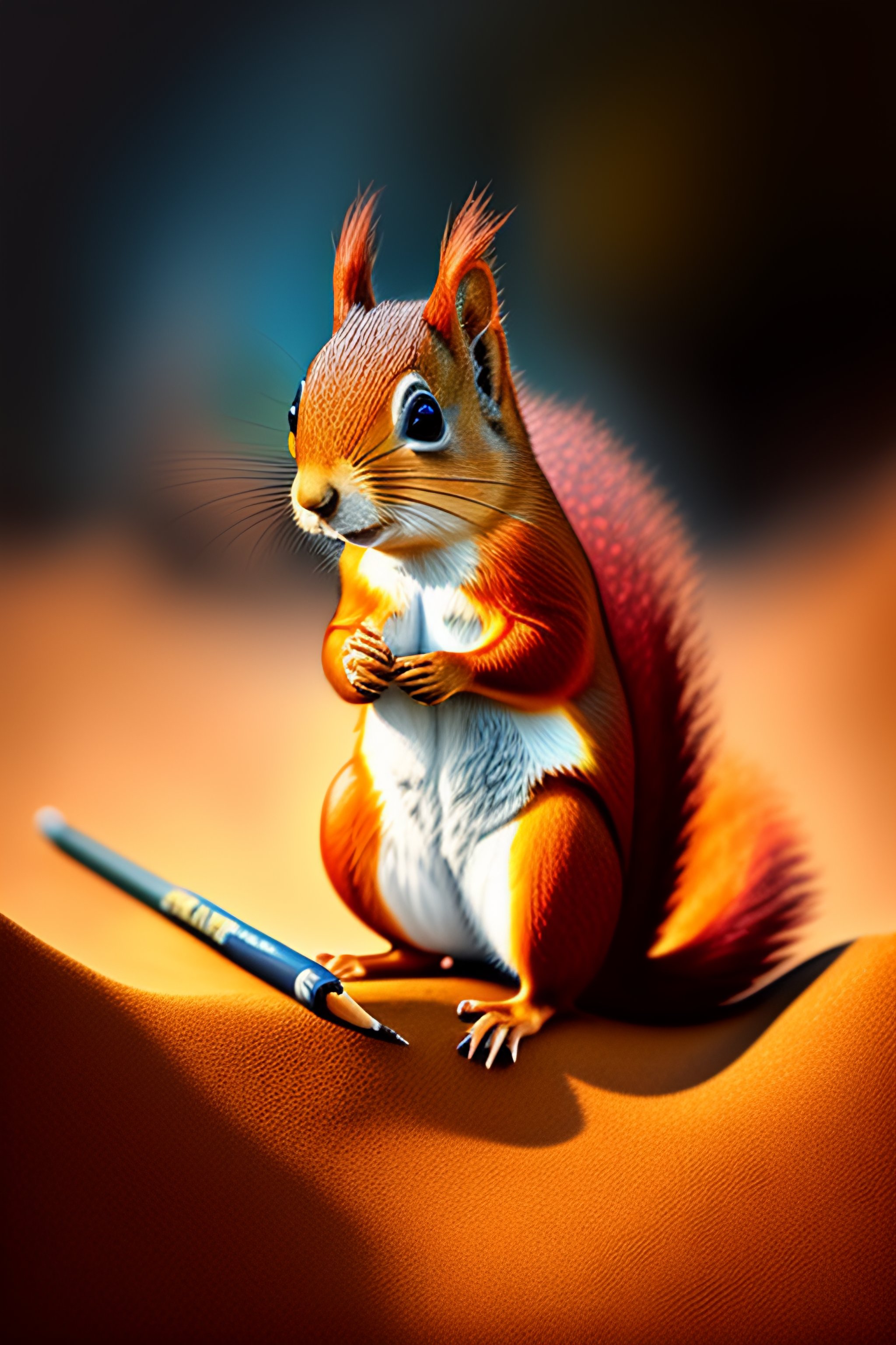 Lexica - Realistic little Red cute squirrel in a drrawing with pencil ...