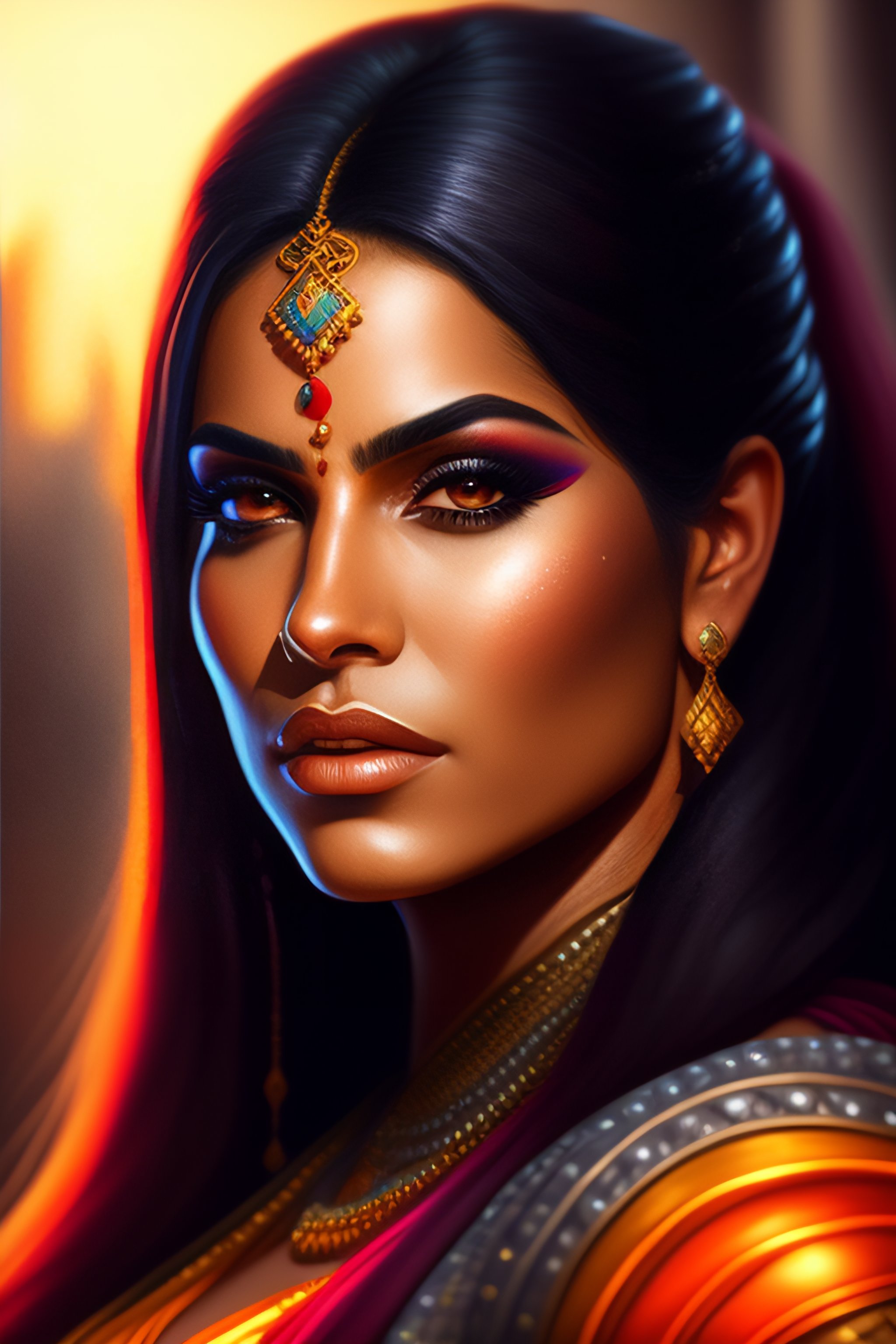 Lexica - Portrait of a Chola, fantasy, front light, muscular, concept ...