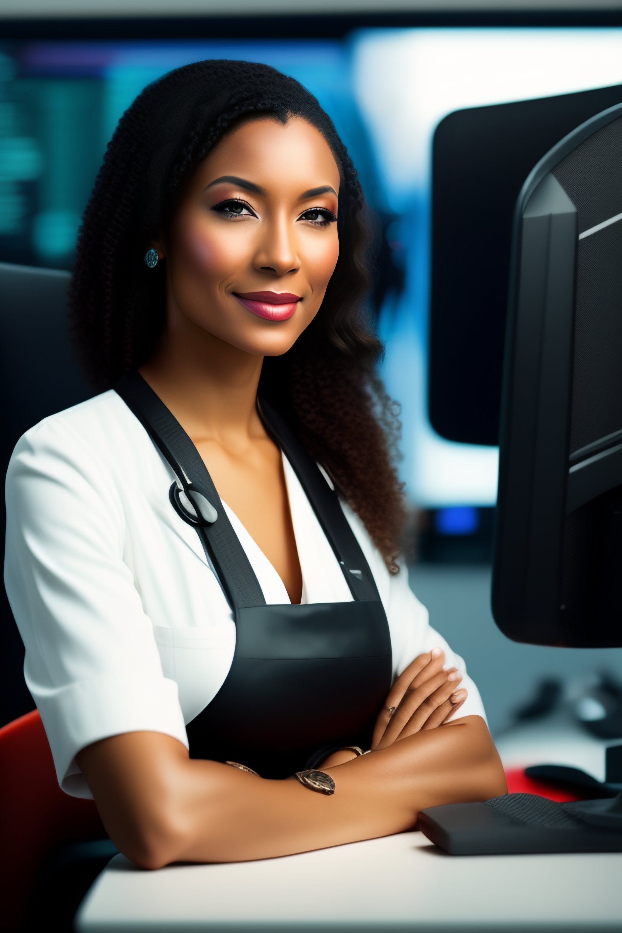 Lexica - Side portraid of a women software developer