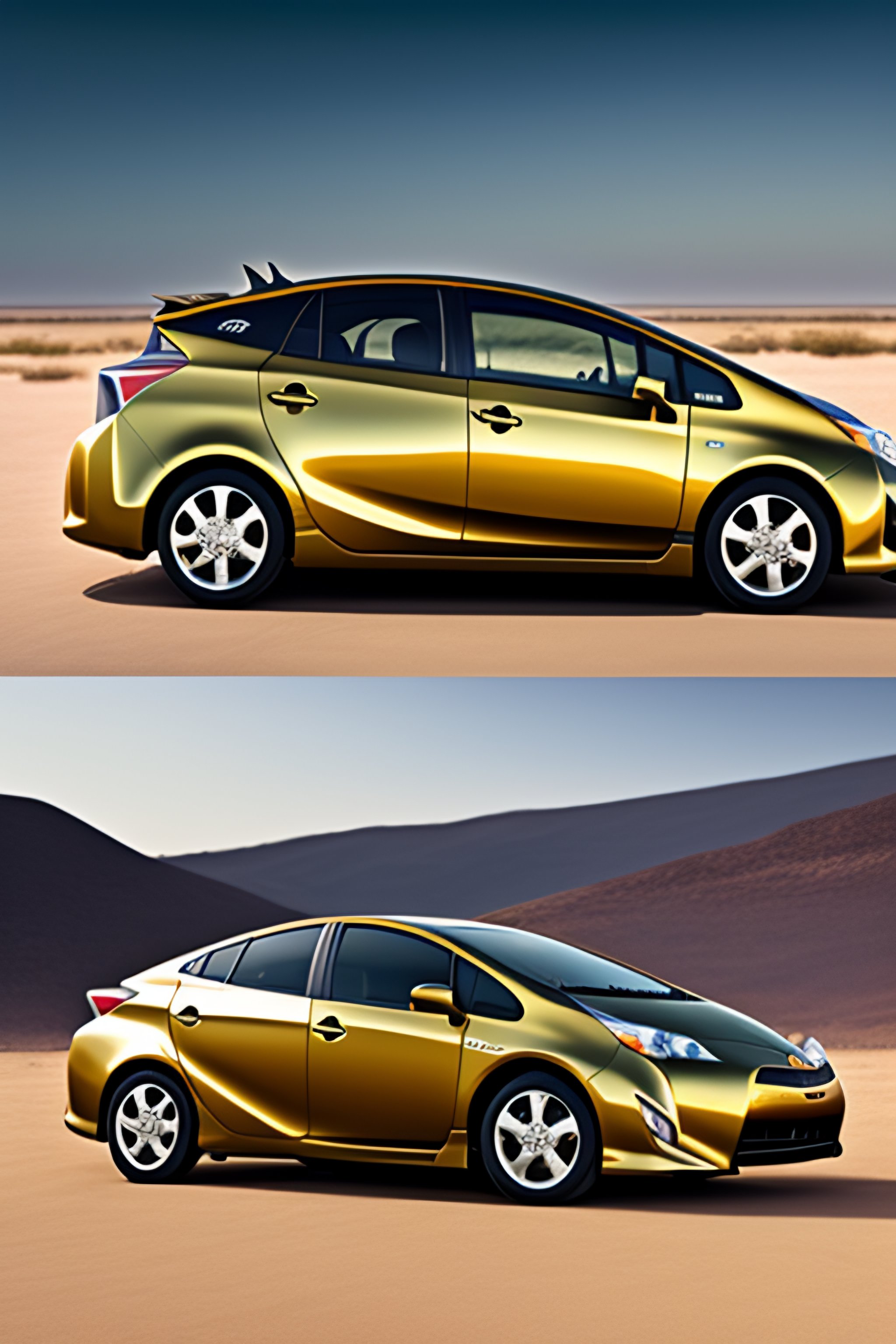Lexica - A 2008 Toyota Prius car in gold color that looks like an airplane
