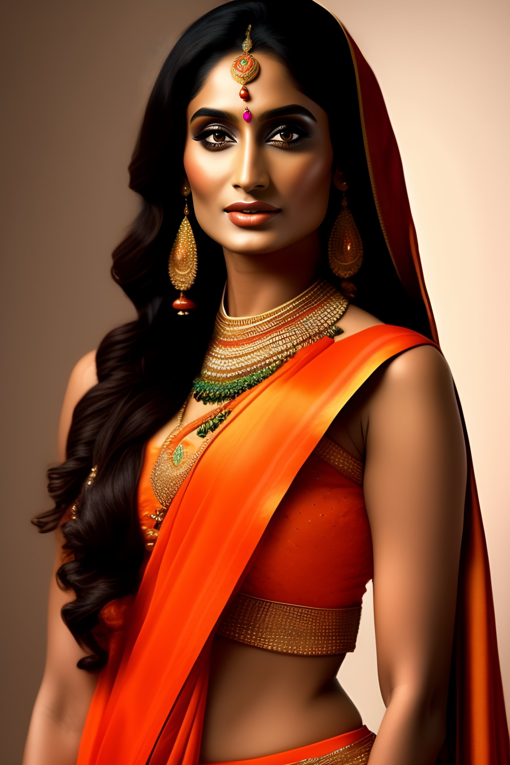 Lexica - Portrait of modern light skinned indian female model that ...