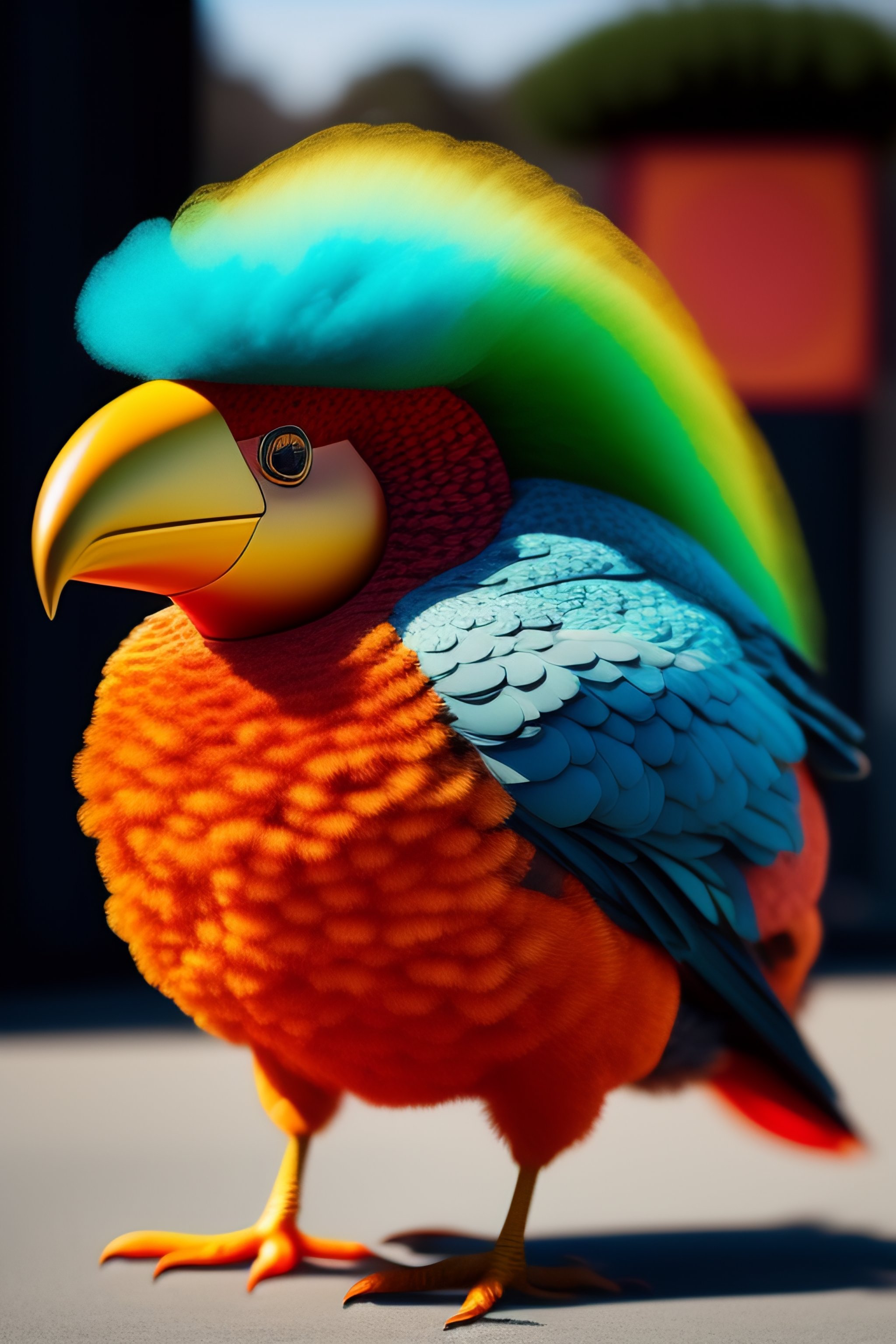 Lexica - A human-sized bird, dressed like flava flave, seen from the ...