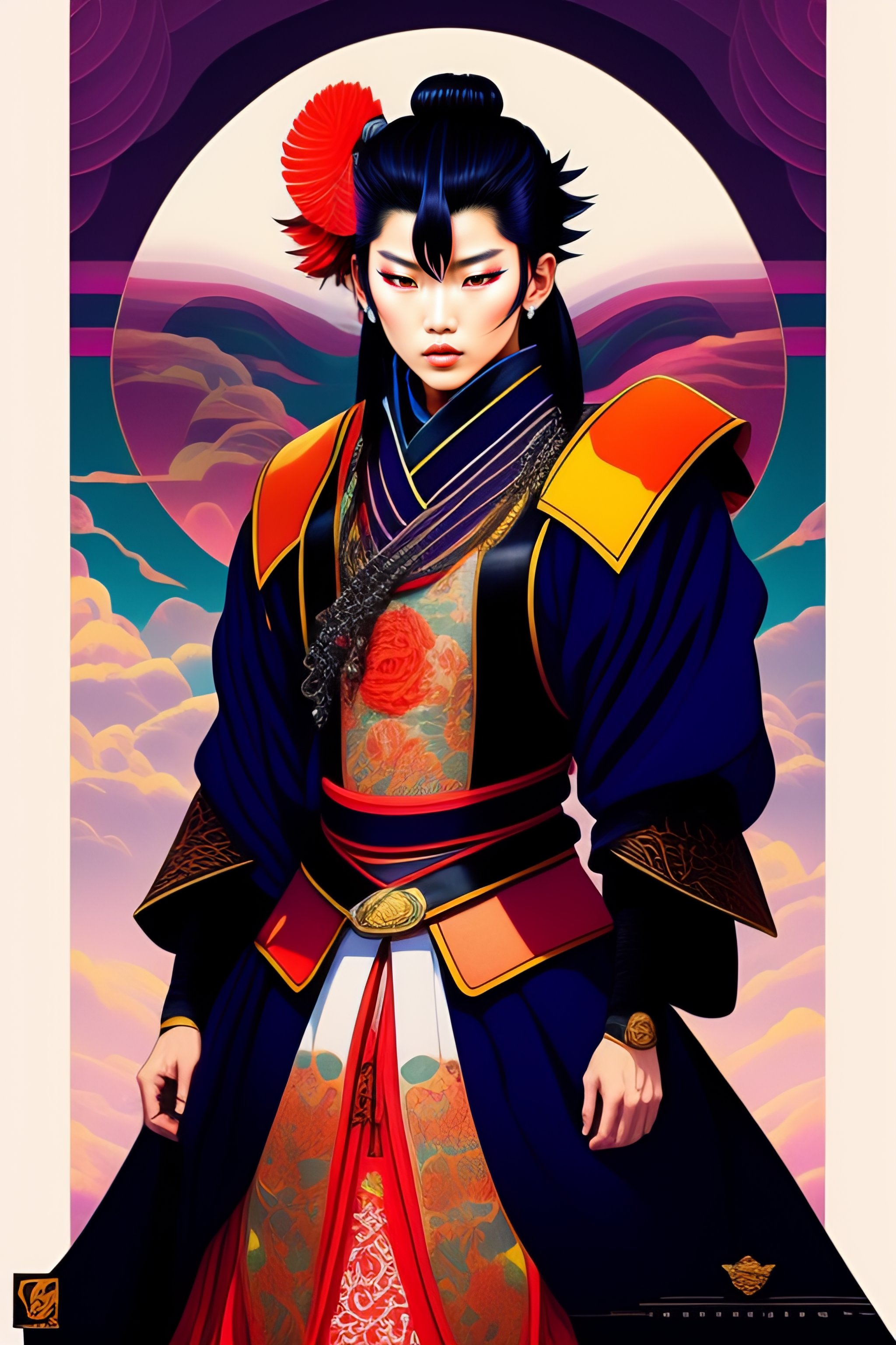 Lexica - Portrait of samurai in stylish haute couture outfit in the ...