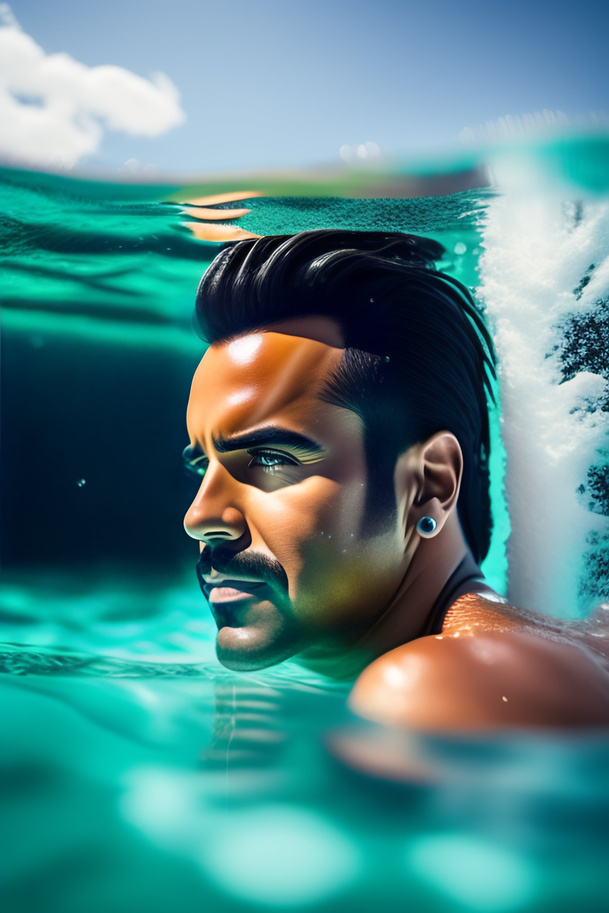 Lexica - Luis Fonsi in a swimming pool