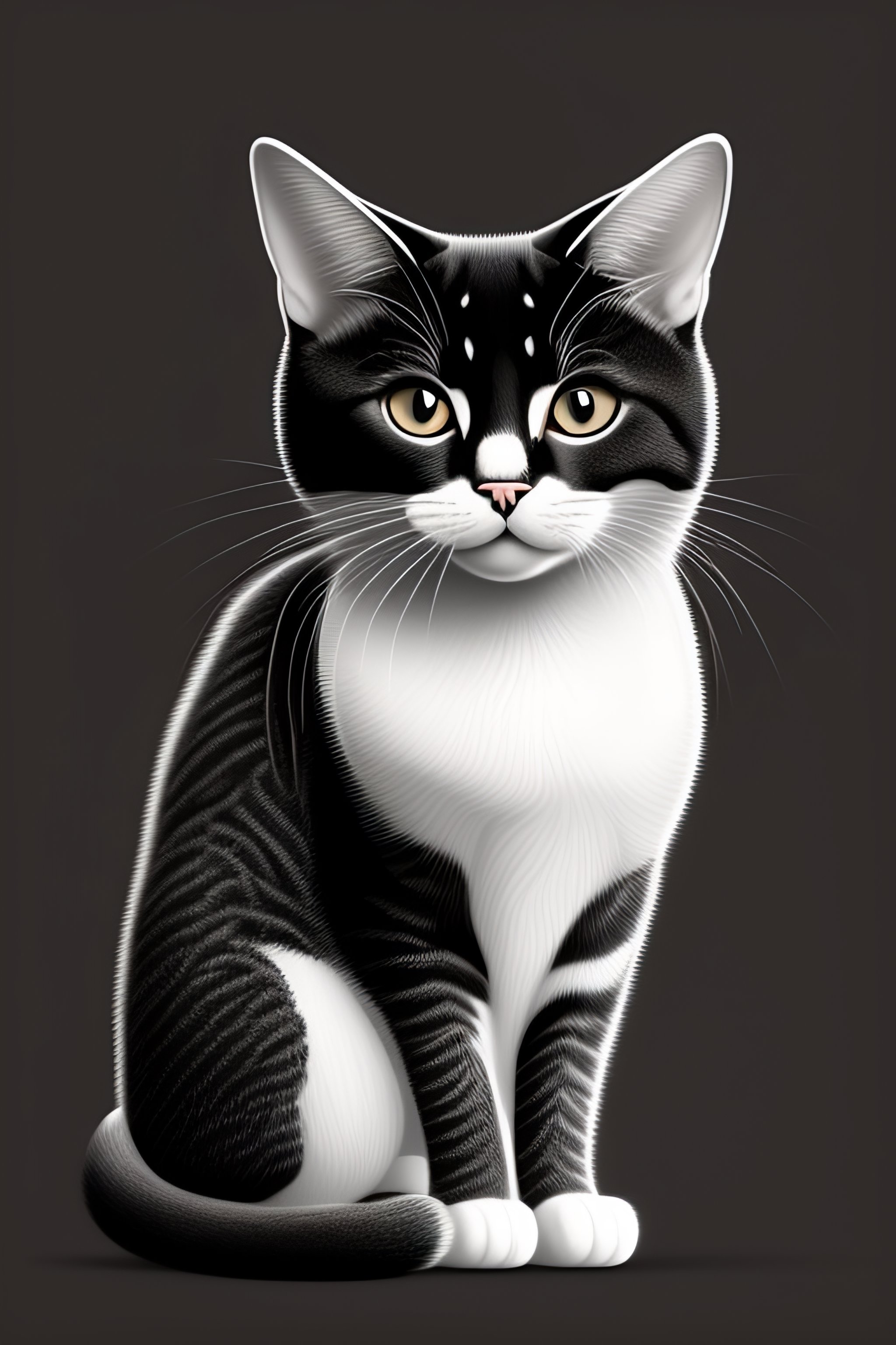 Lexica - A flat simple black and white character design of a cute cat ...