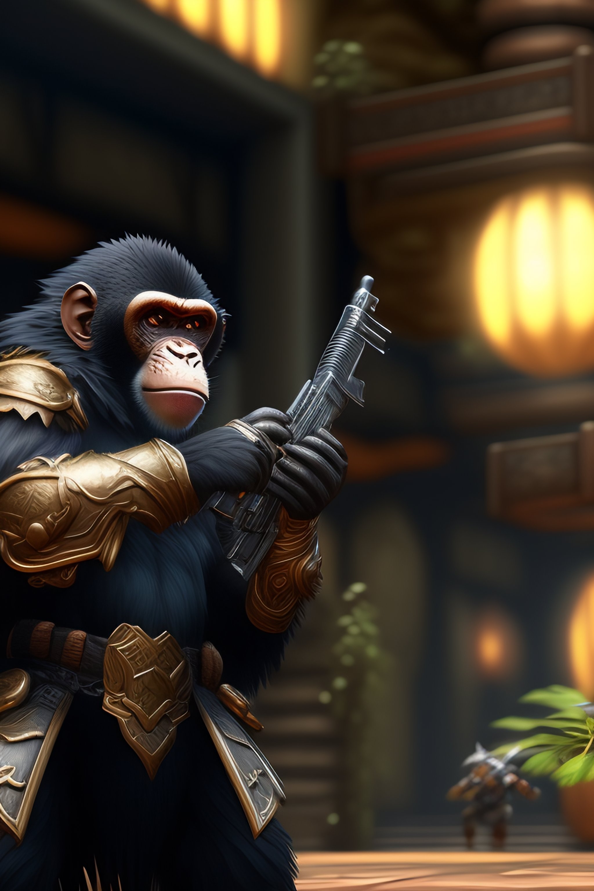 Lexica - Monkey Armored , Realistic , detailed, Rpg style, serious