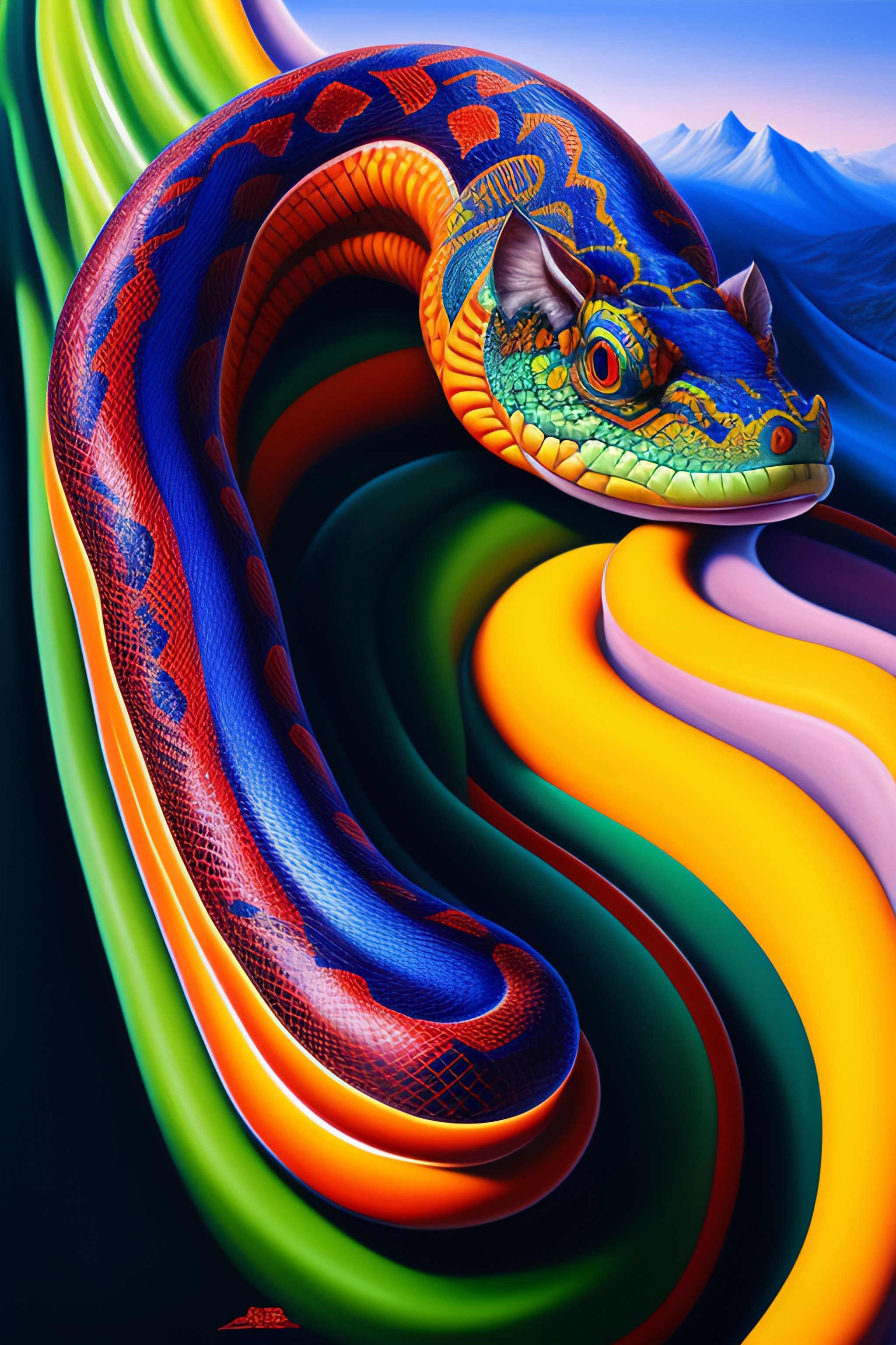 Lexica - Detailed paint of giant snake, full body, highly detailed ...