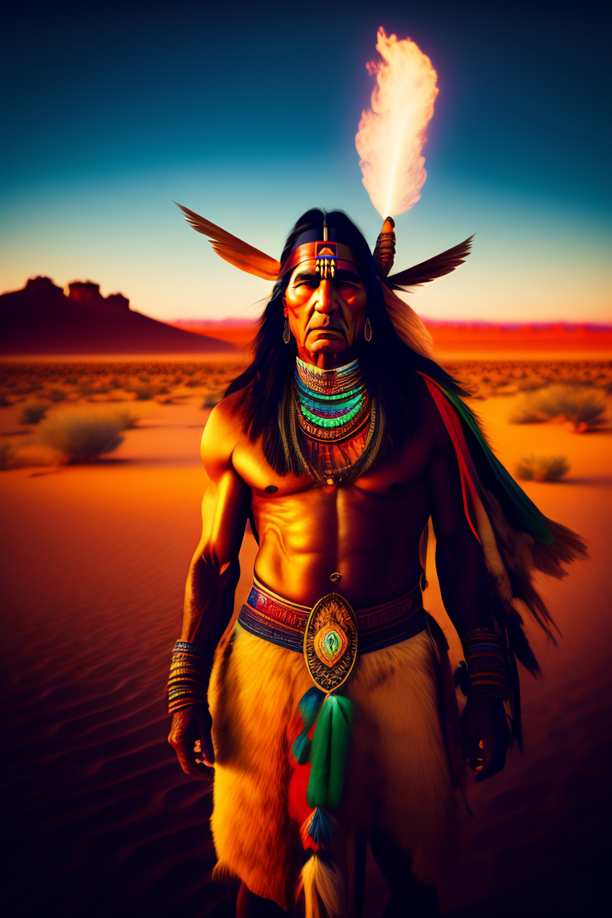 Lexica - A ruggedly handsome, powerfully built Native American shaman ...