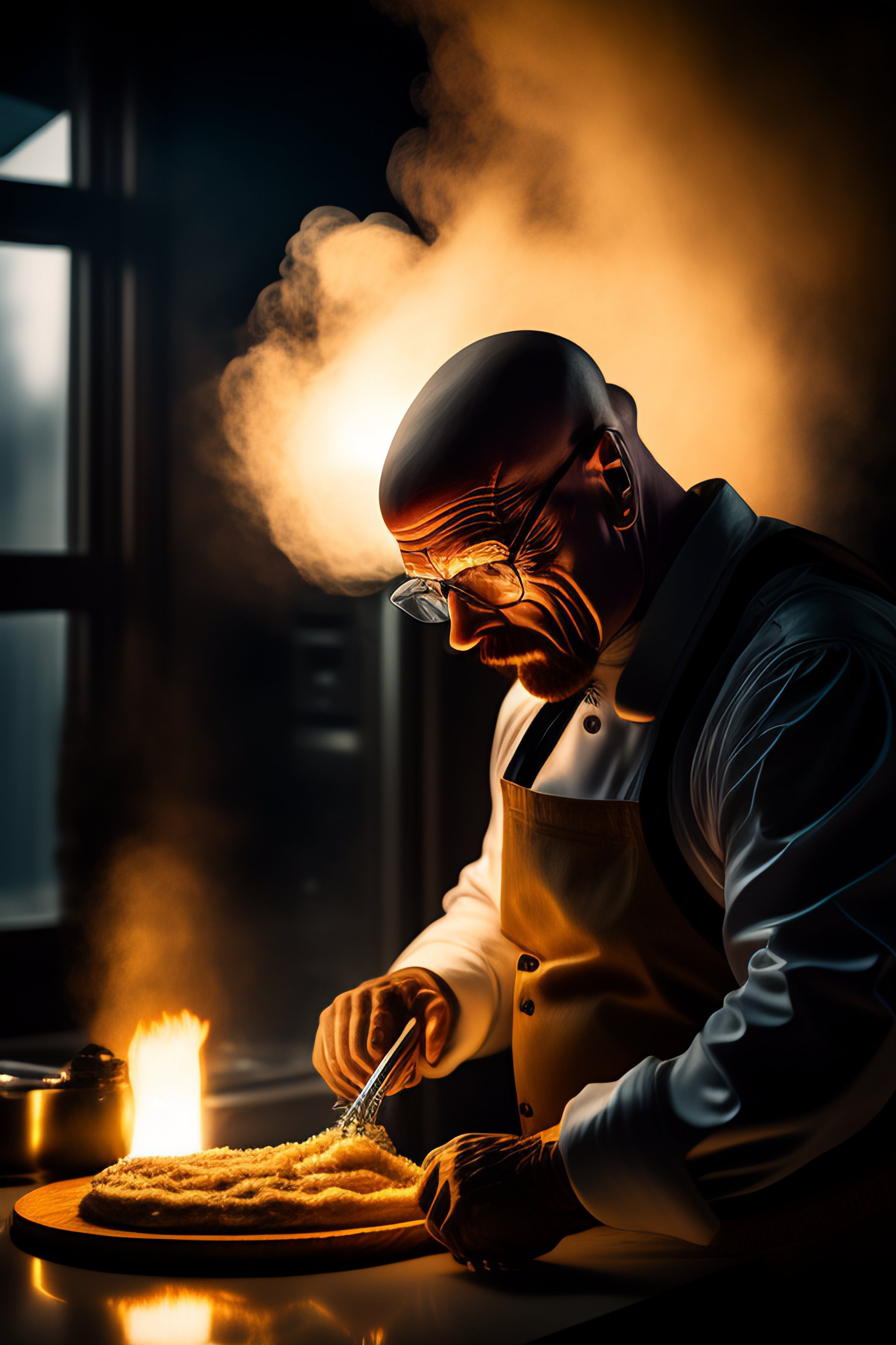 Lexica - Walter White from Breaking Bad cooking eggs alone, giger ...