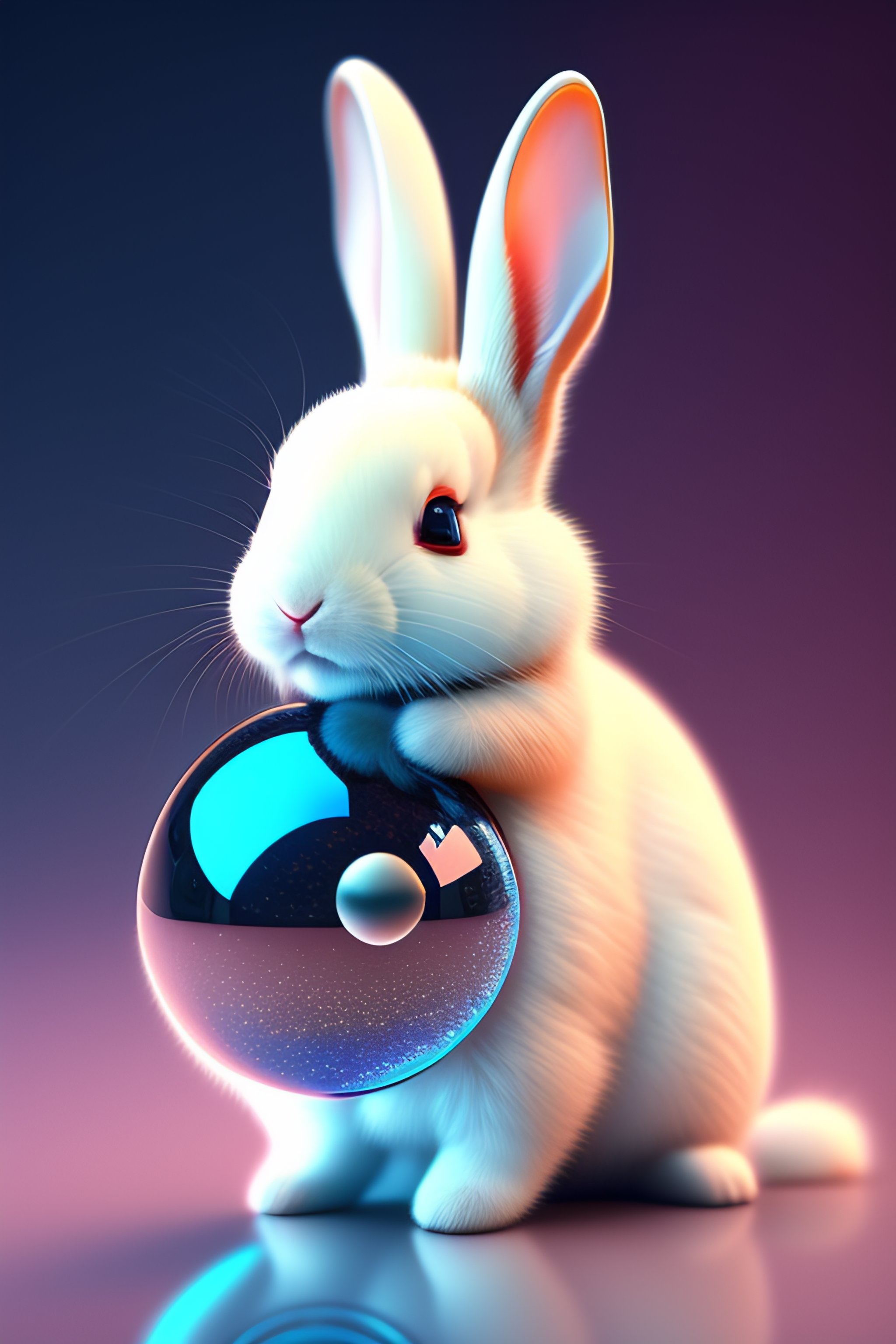 Lexica - A cute adorable baby white rabbit made of crystal ball with ...