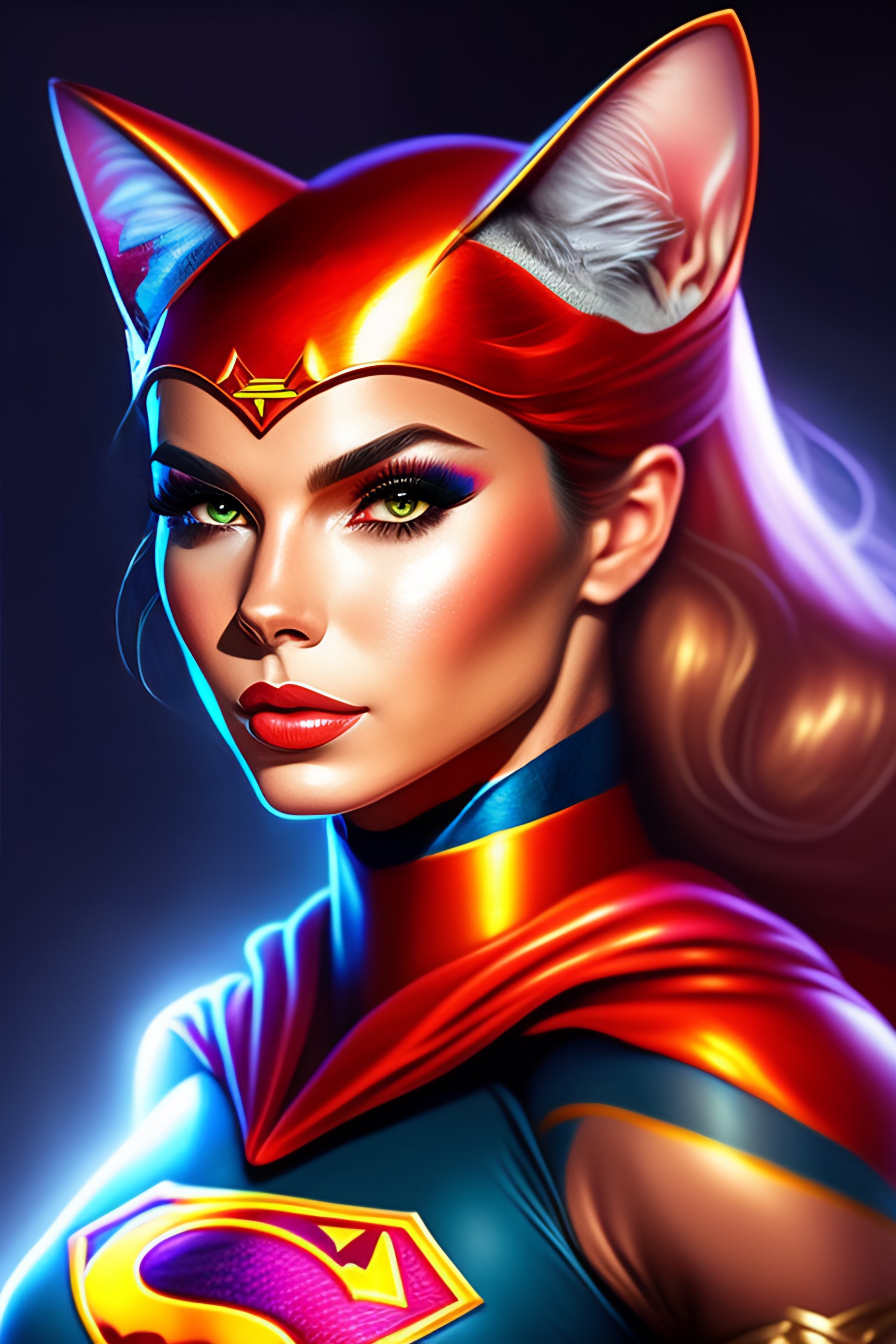 Lexica - A cat as supergirl, by artgerm