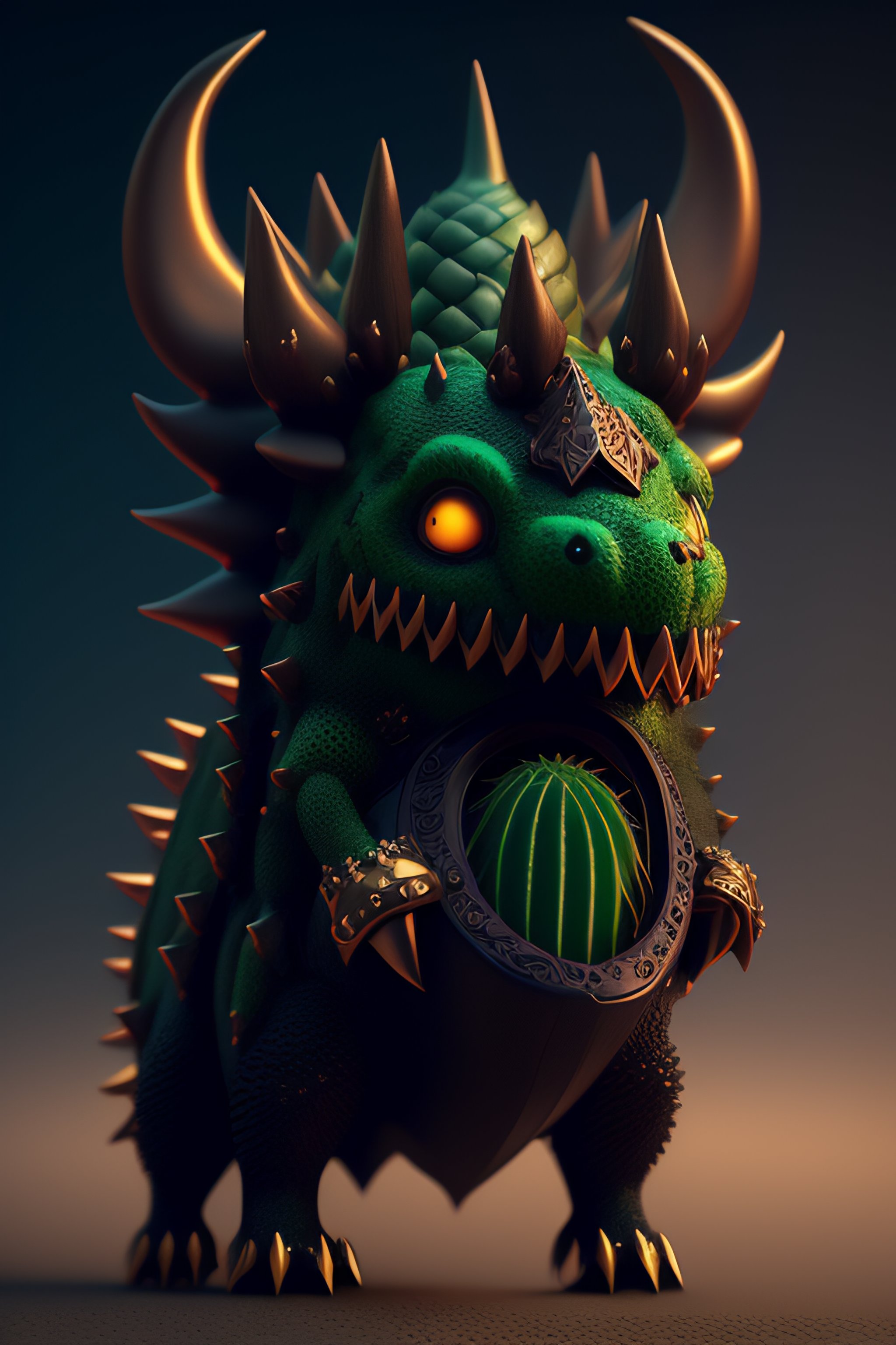 Lexica - Cactus-shaped monster with spikes and teeth , Darkness ...