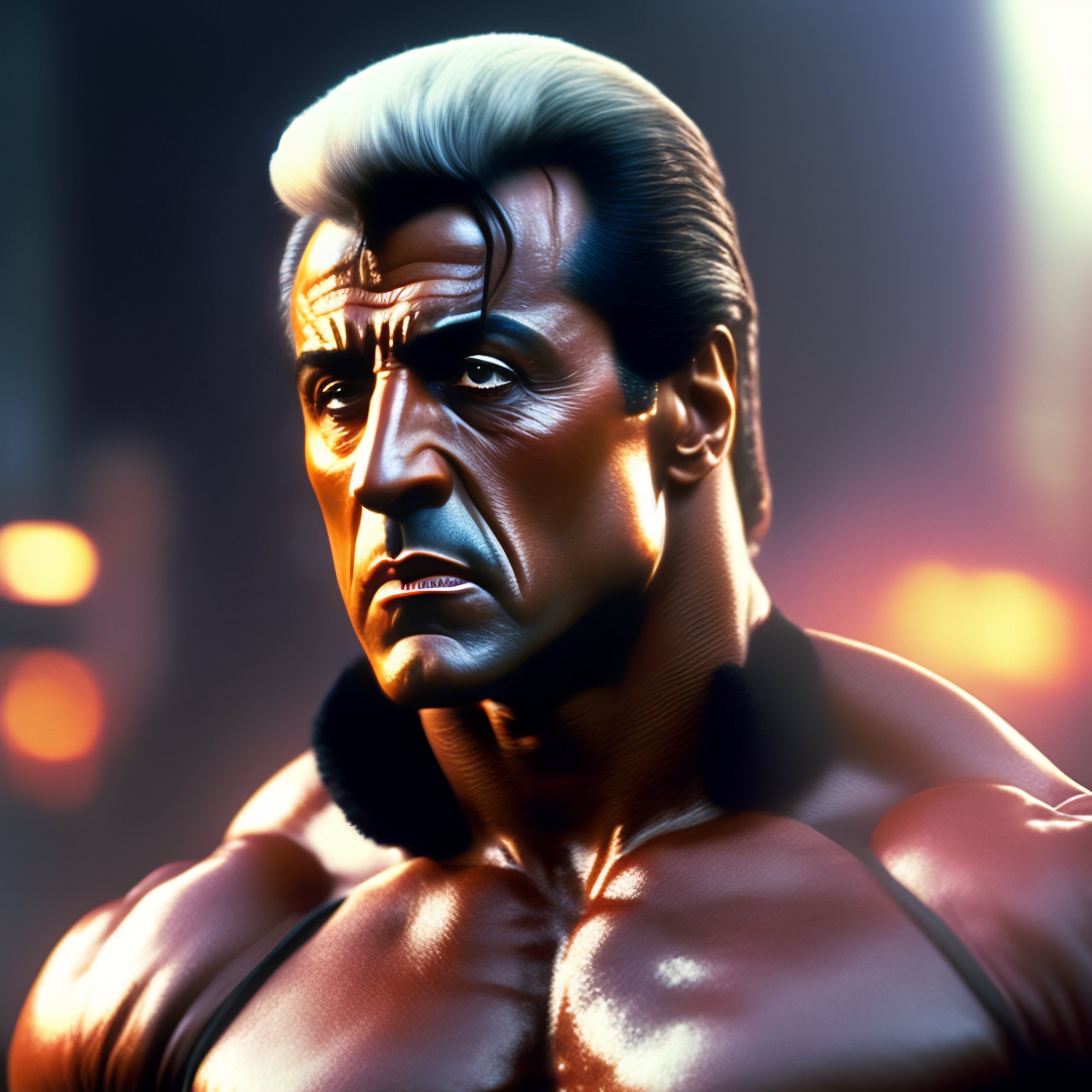 Lexica - Old sylvester stallone as rocky, white balding hair, wrinkles ...