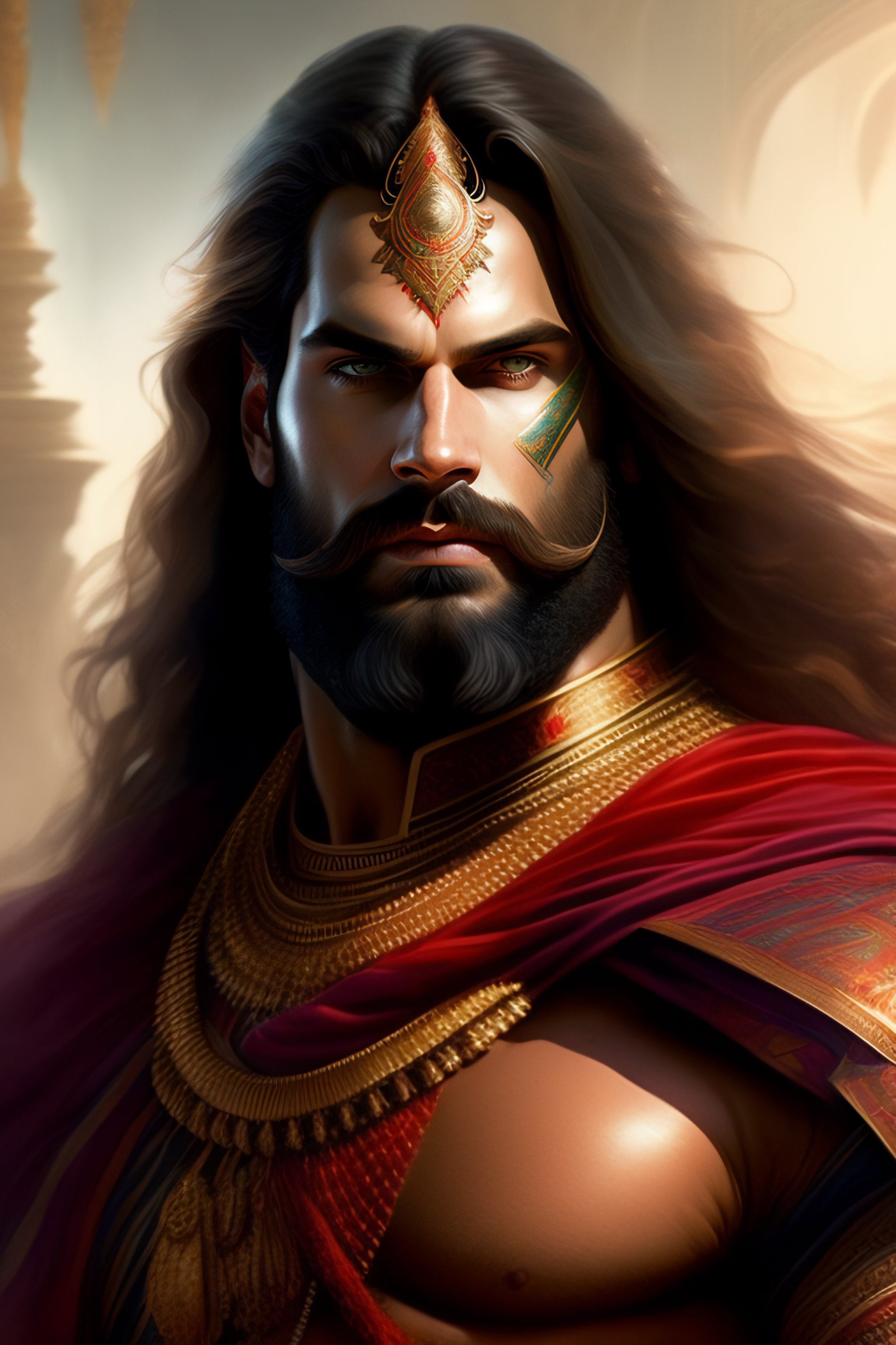 Lexica - Henry cavill as rajput king, beard, long hair, amazing ...