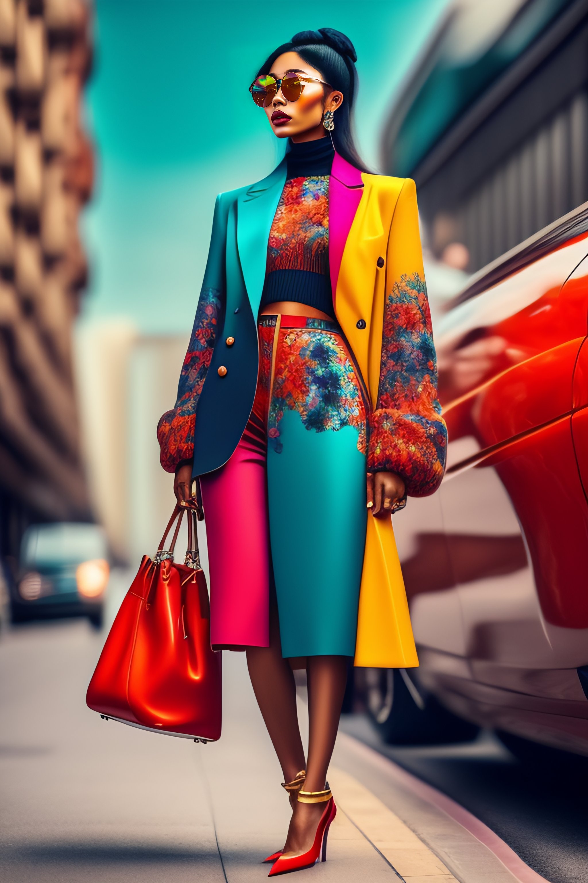 Lexica - Fashionable editorial woman artistic conceptual model poses ...