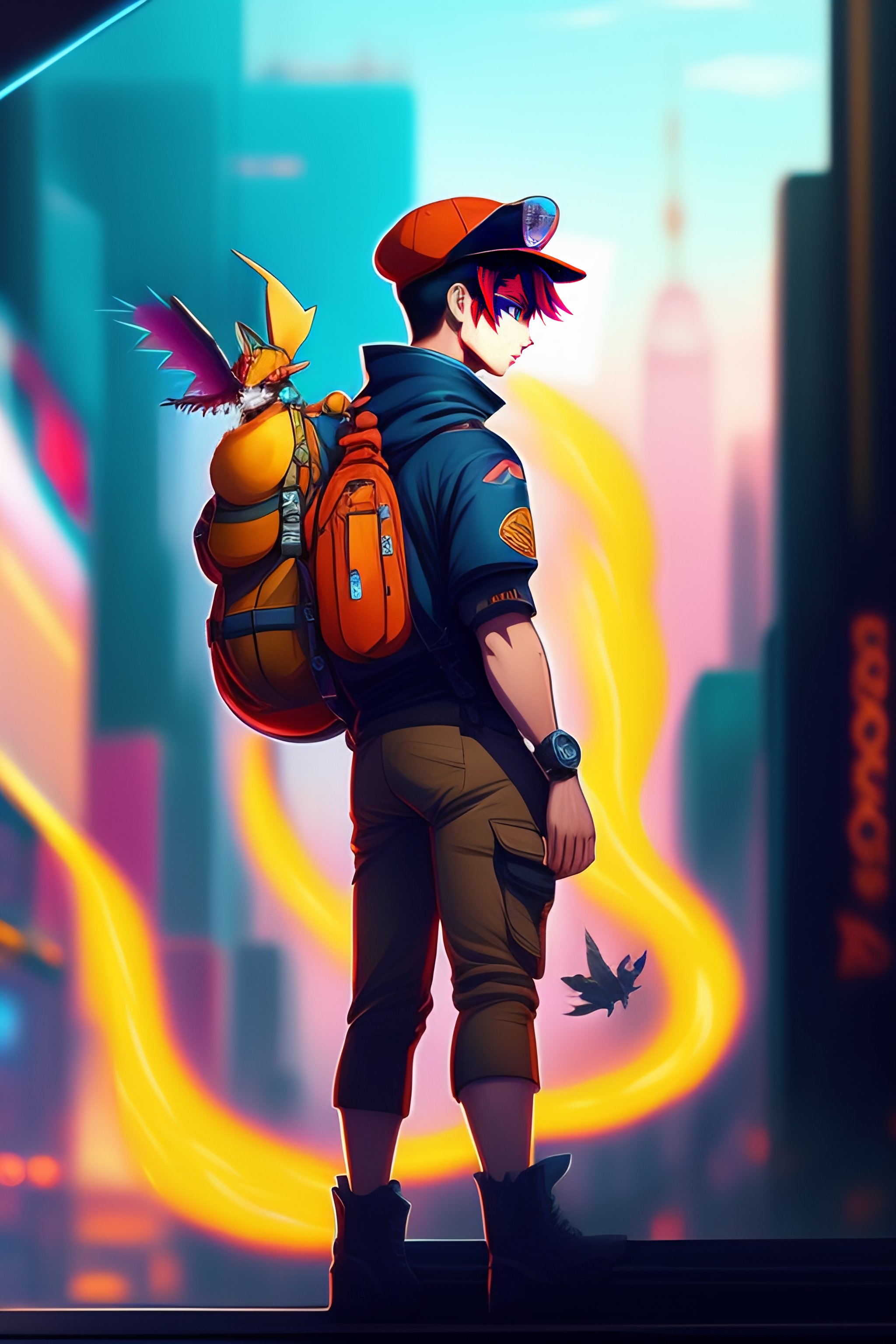 Lexica - A picture of a full body male pokemon trainer with a flying ...