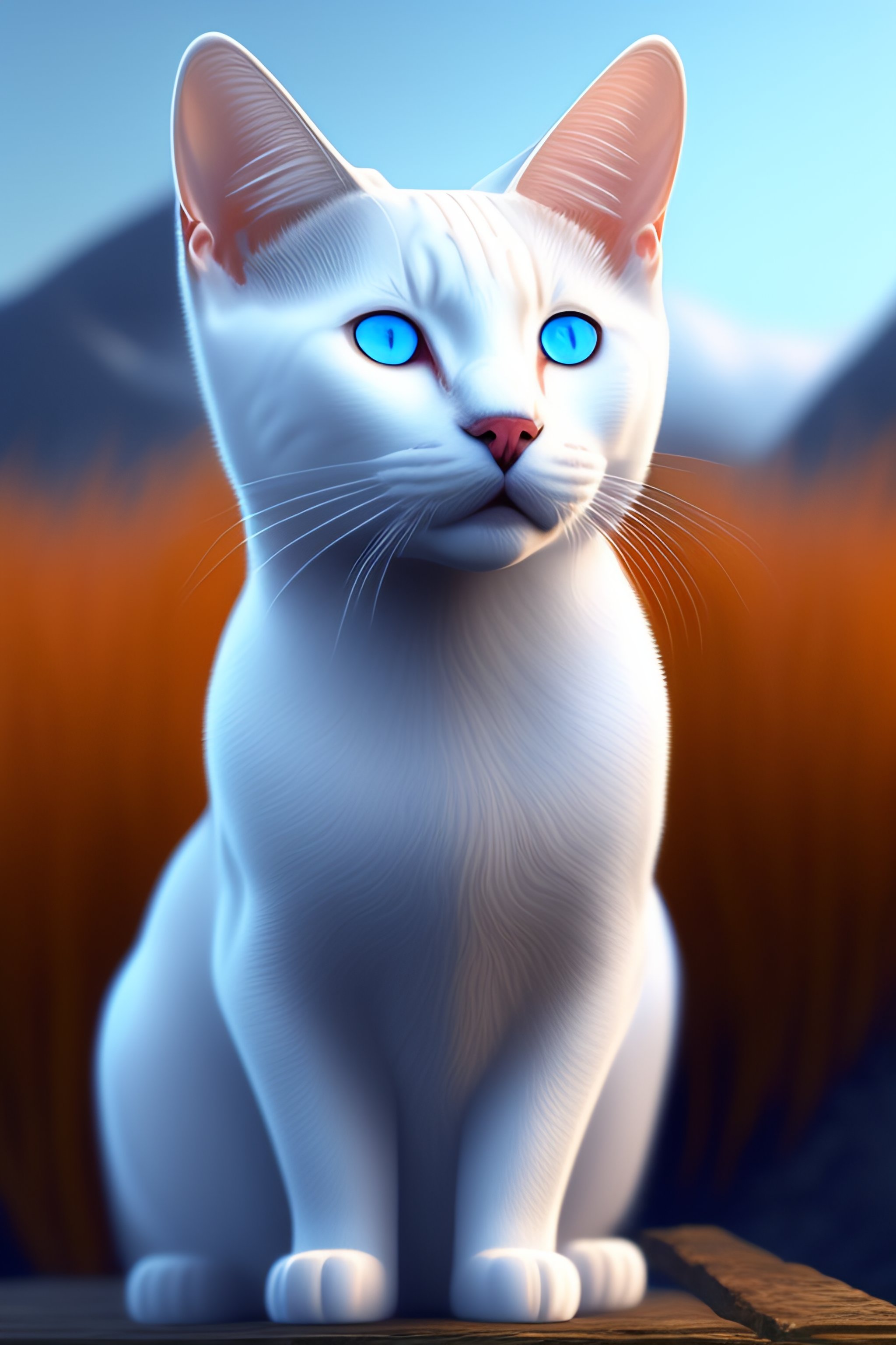 Lexica - Generate a realistic adult white cat with blue eyes