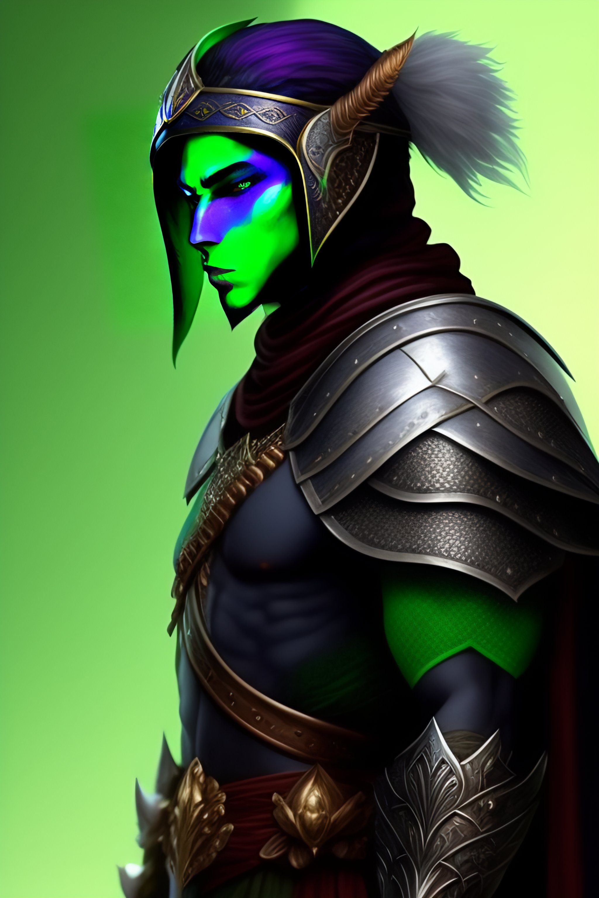 Lexica - Half-drow male good warrior Green eyes and basic mail armor ...