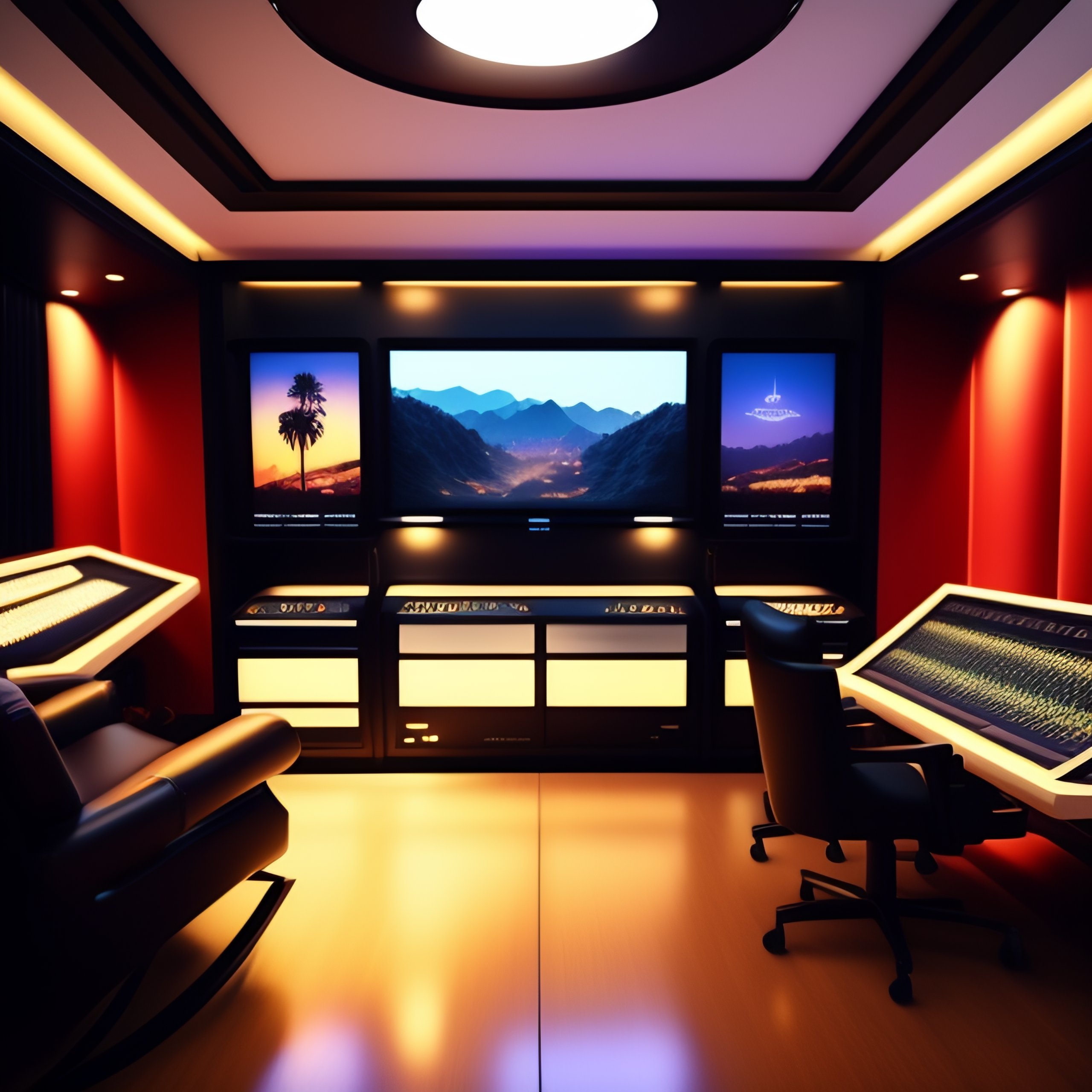 Lexica - Draw a video editing room, Hollywood style. Make it look video ...