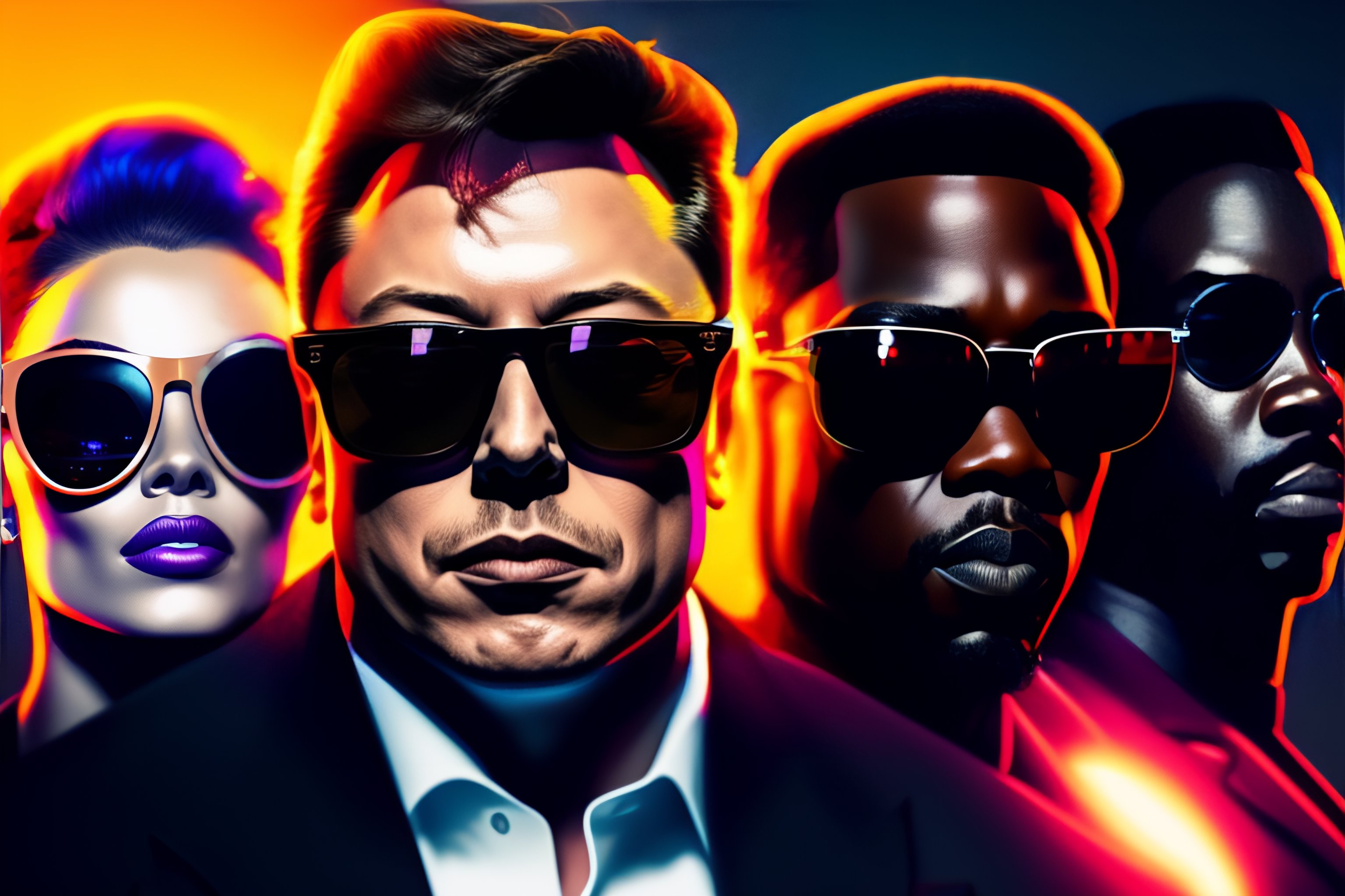Lexica - Elon musk,elon musk ,donald trump ,kayne west with sunglasses ...