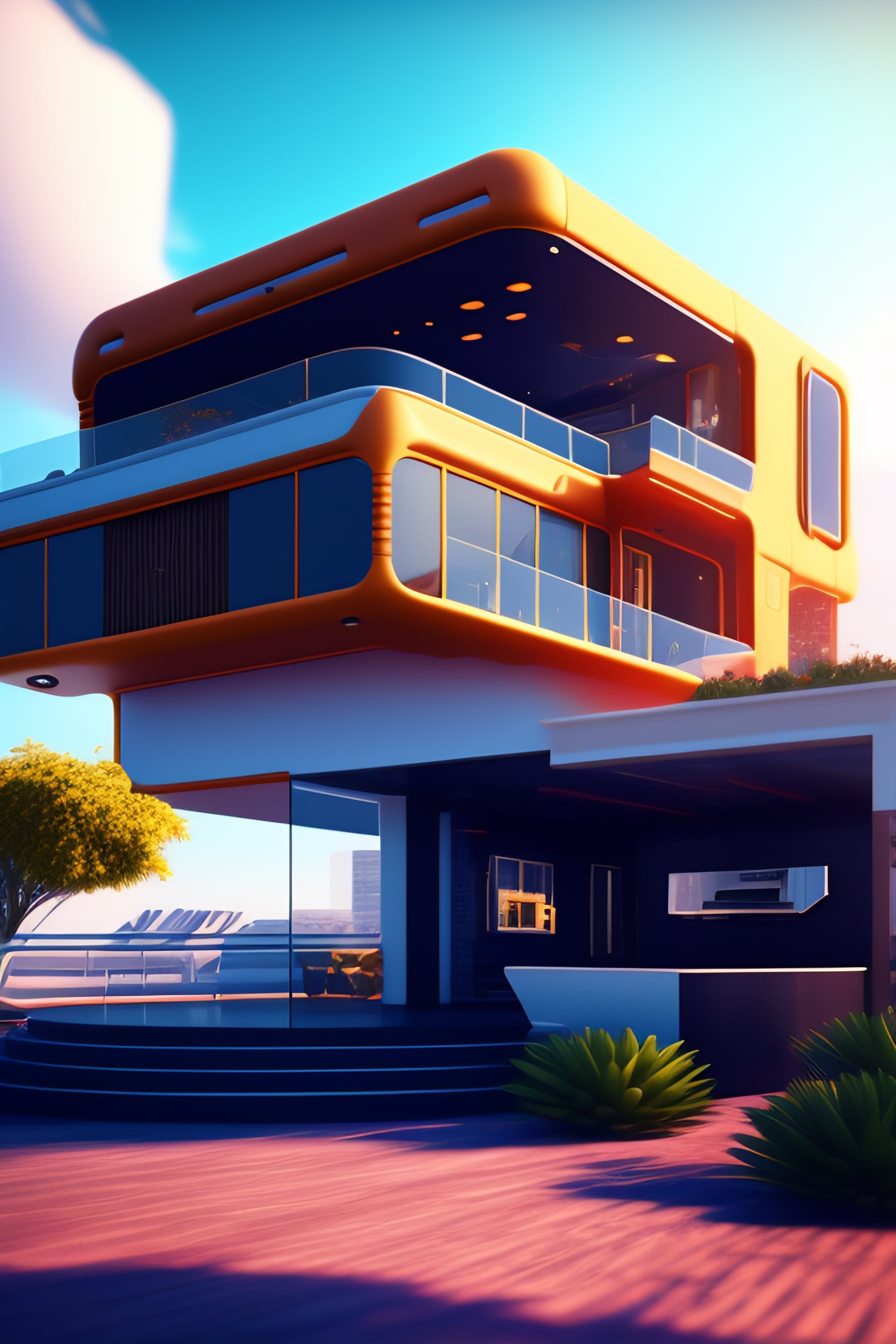 Lexica - 3D container luxury home with a dancefloor and party on roof ...