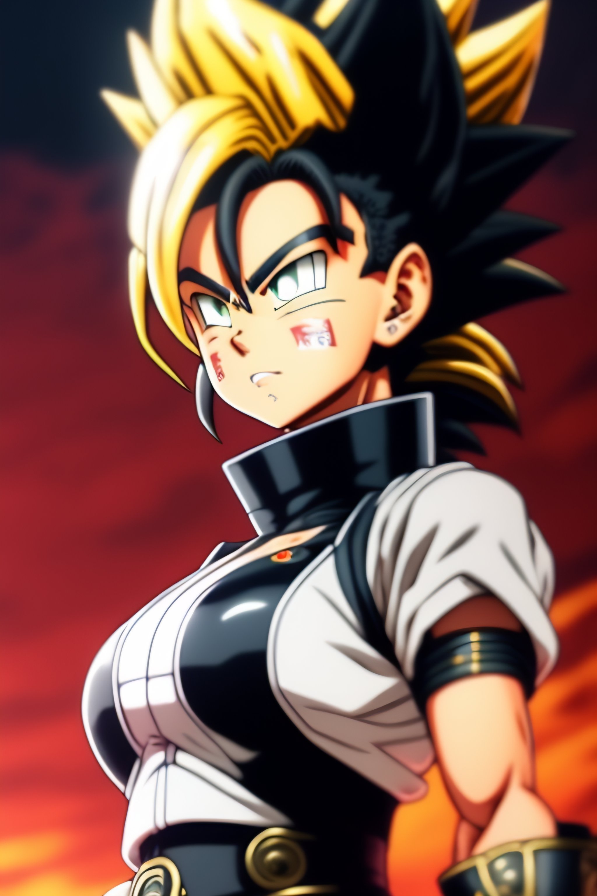 Lexica - Dragon ball, Half Saiyan girl with long black hair, wearing ...