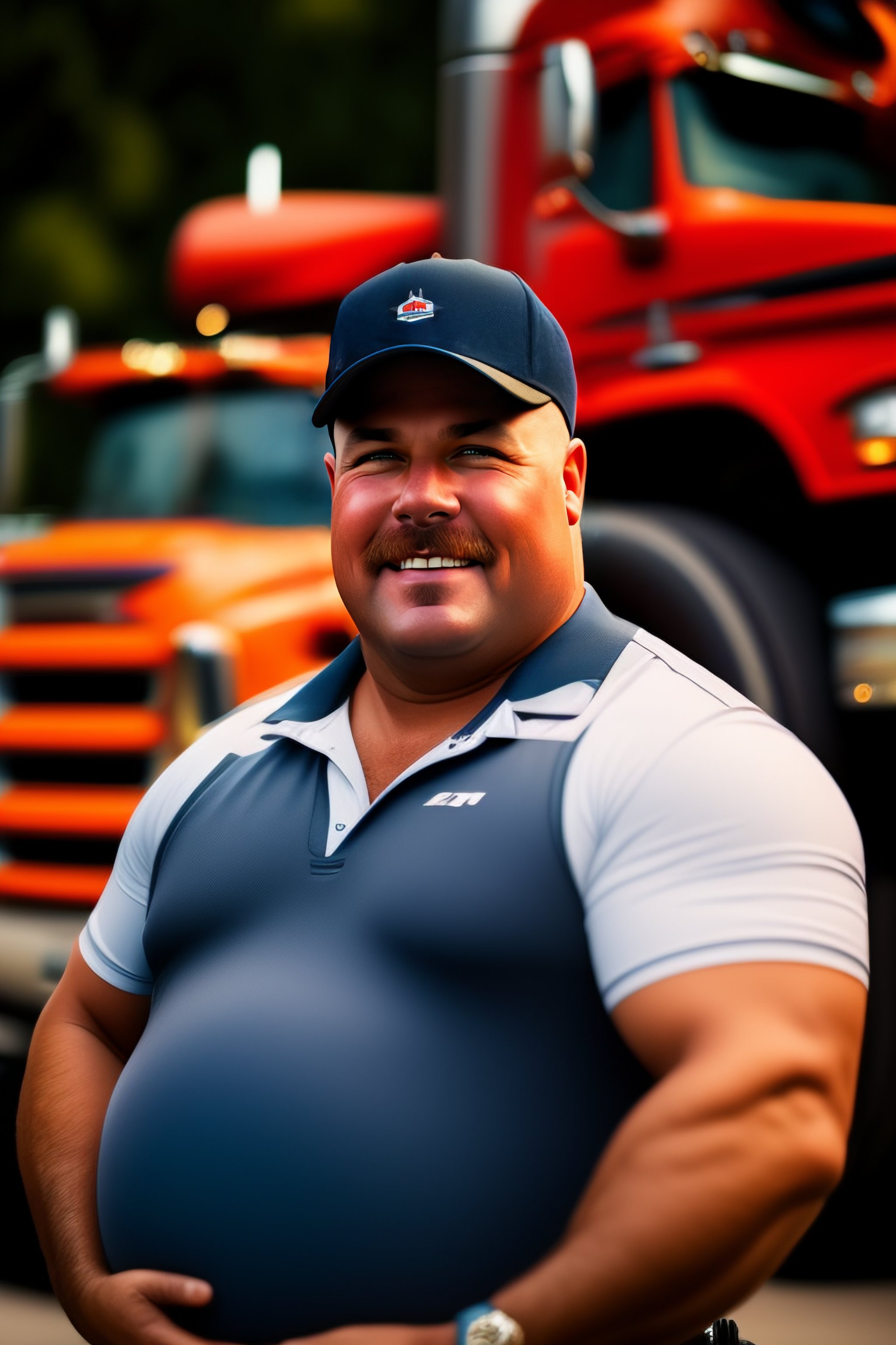 Lexica - Bald truck driver, with a big belly