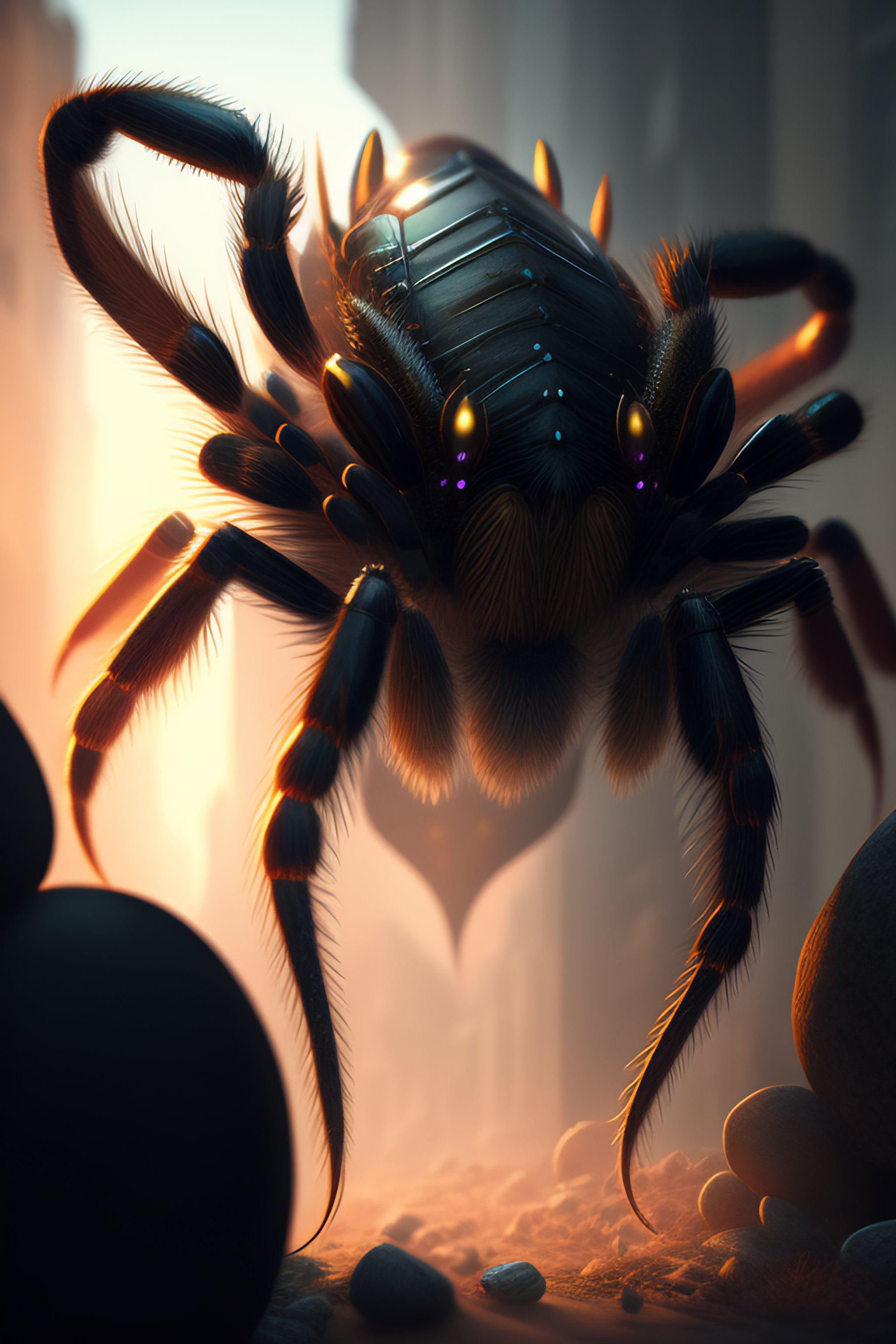 Lexica - A highly detailed terrifying monster in a spider walk position ...