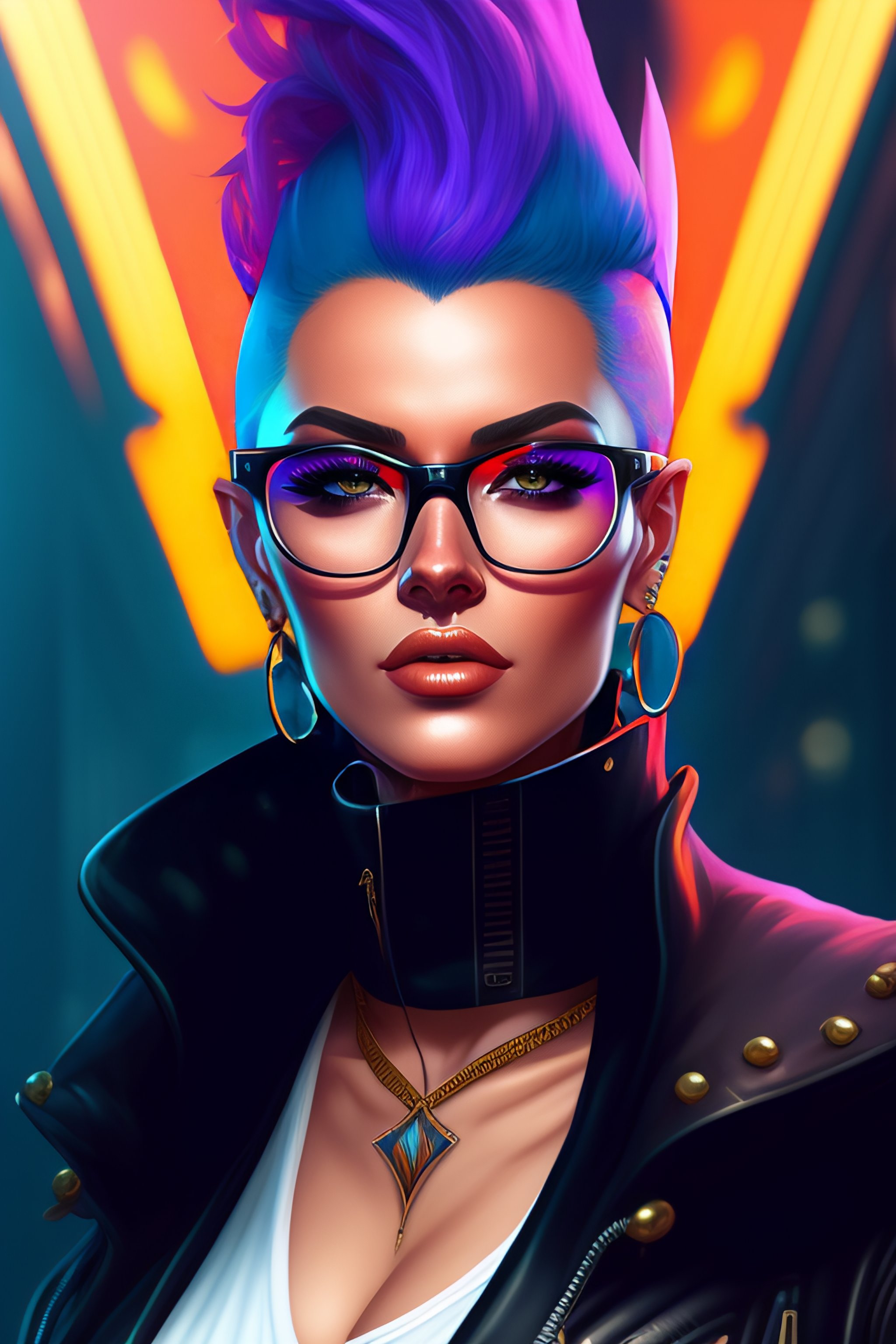 Lexica - A portrait of a cyberpunk punker with mawhawk and glasses ...