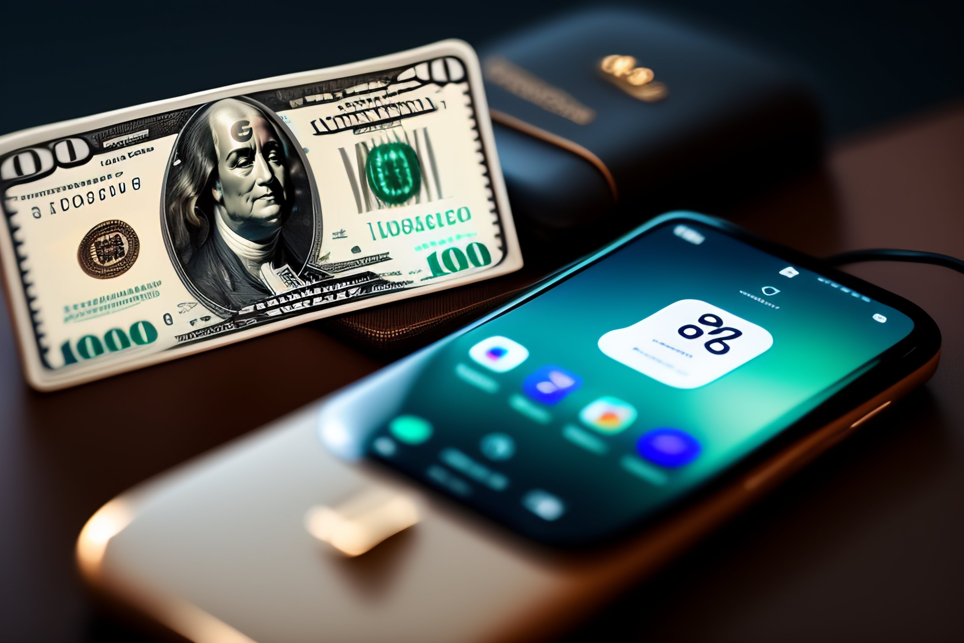 Lexica - Three phones with dollars on screen