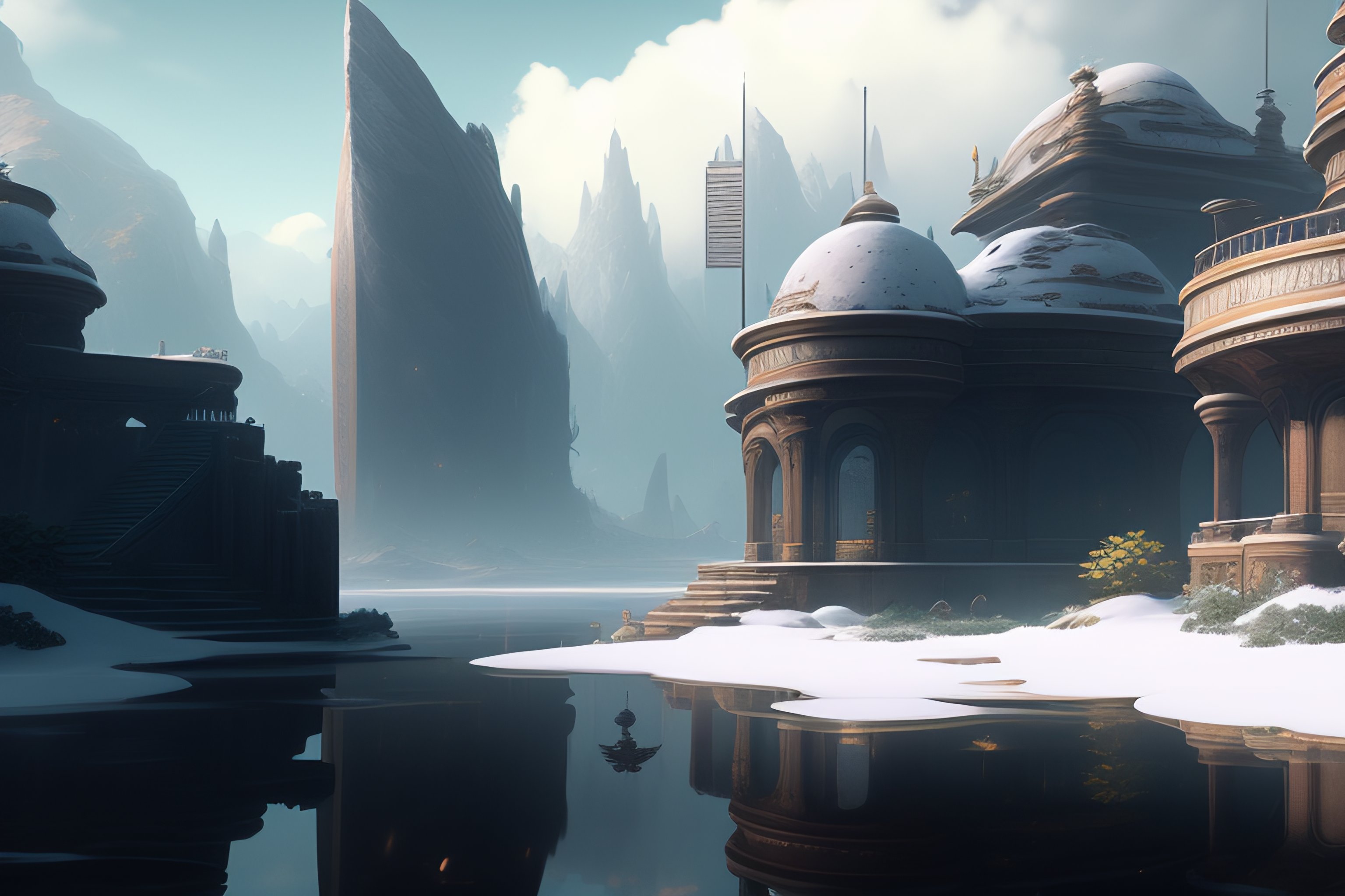 Lexica - A city of white and gray stones, abandoned, haunted by a few echoes., 12k ursa ...